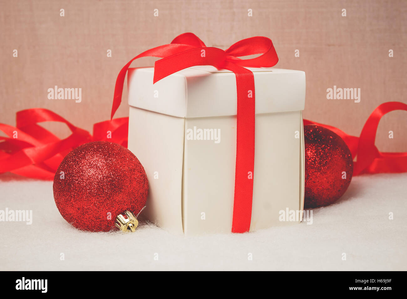 Christmas gifts box presents on brown Stock Photo - Alamy