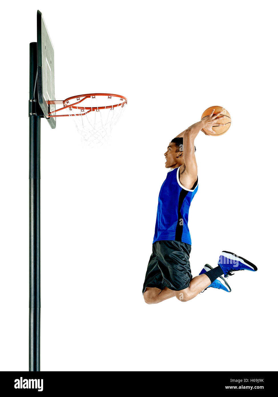 one basketball player man Isolated on white background Stock Photo - Alamy