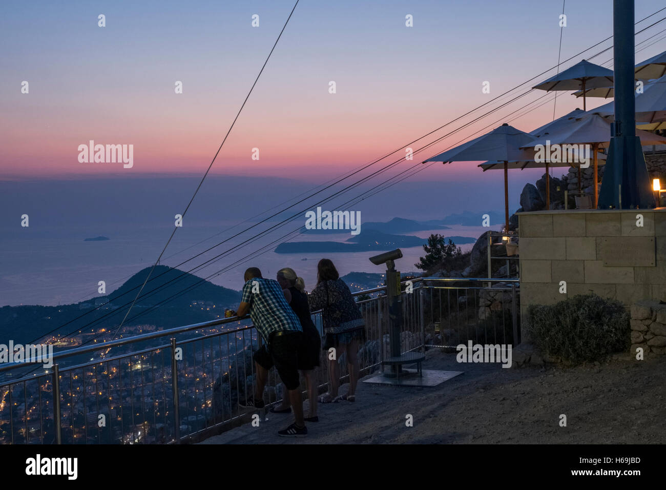 View from the top of Mount Srd and the cable car station above ...