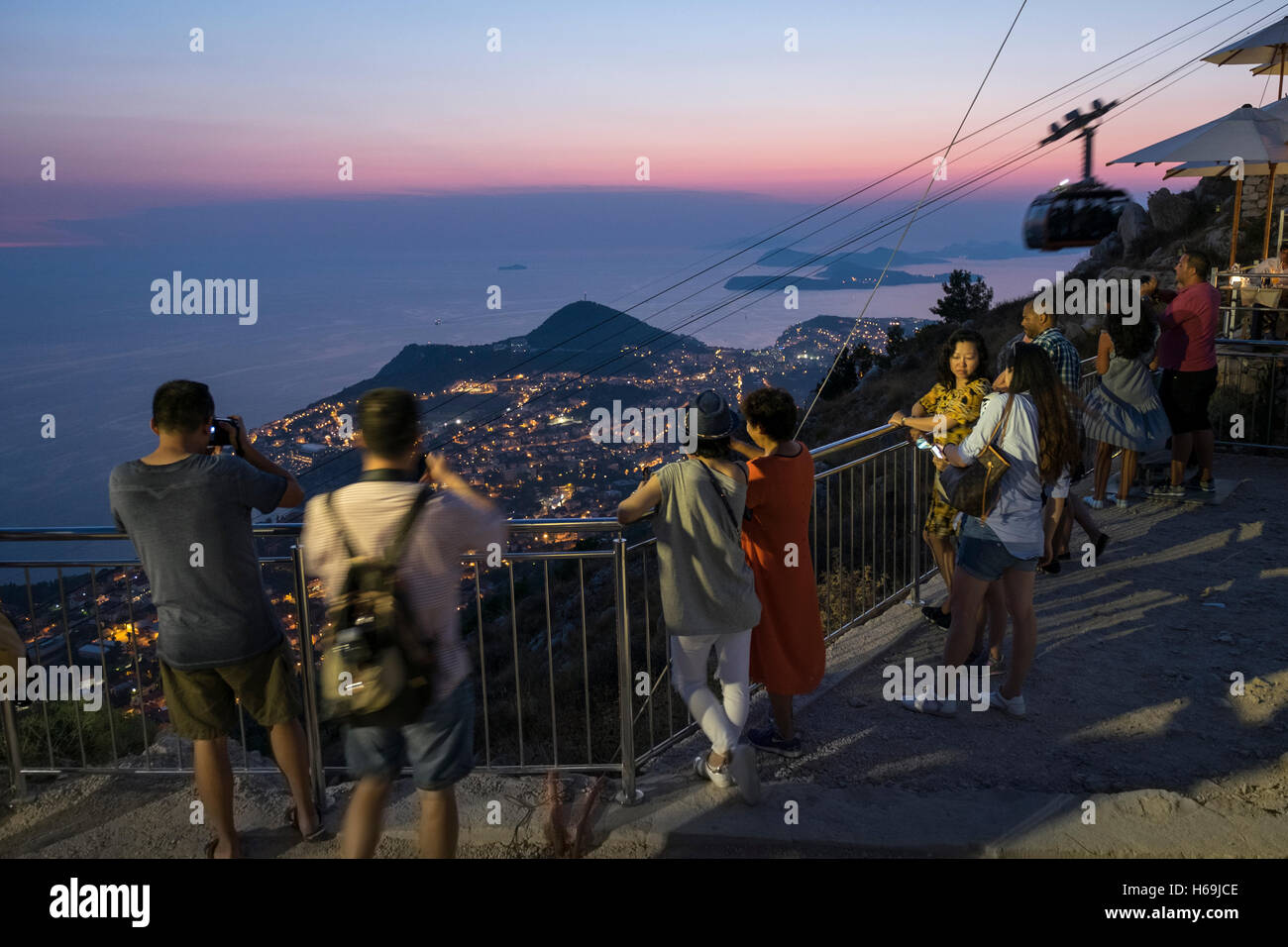 View from the top of Mount Srd and the cable car station above ...