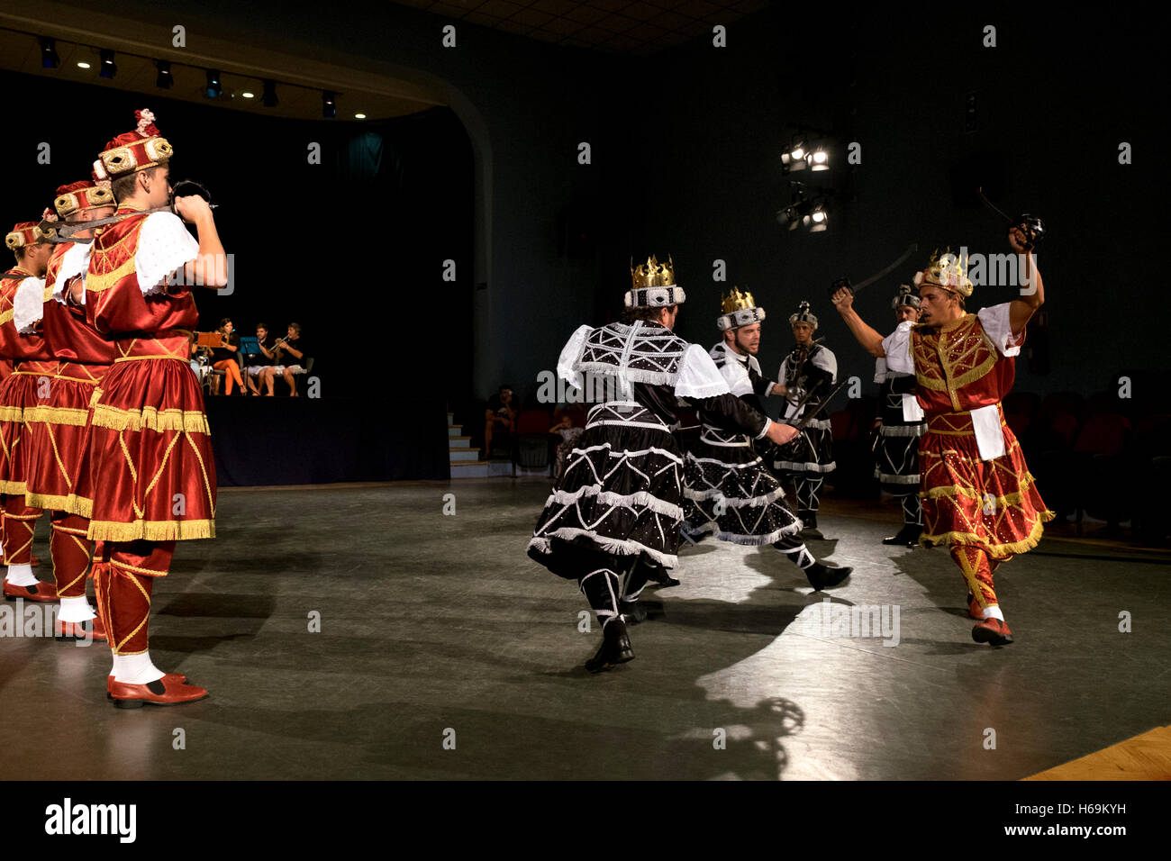 A performance of a traditional "moreska" sword dance and drama in the ...