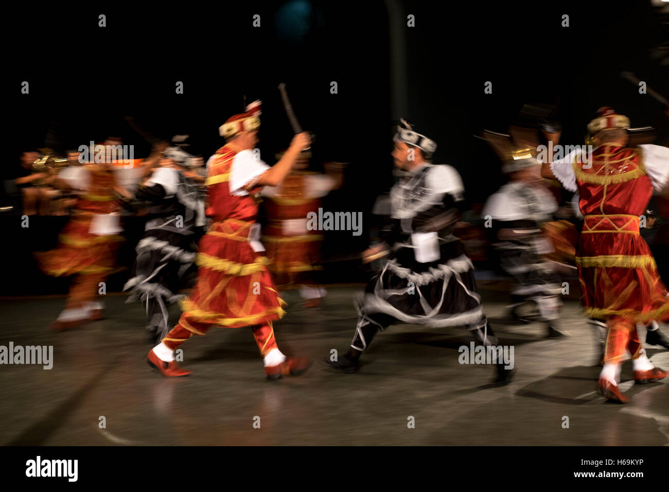 A performance of a traditional "moreska" sword dance and drama in the ...