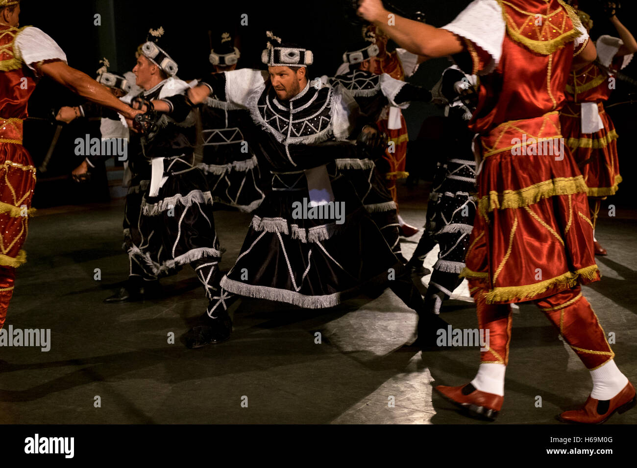 A performance of a traditional "moreska" sword dance and drama in the ...