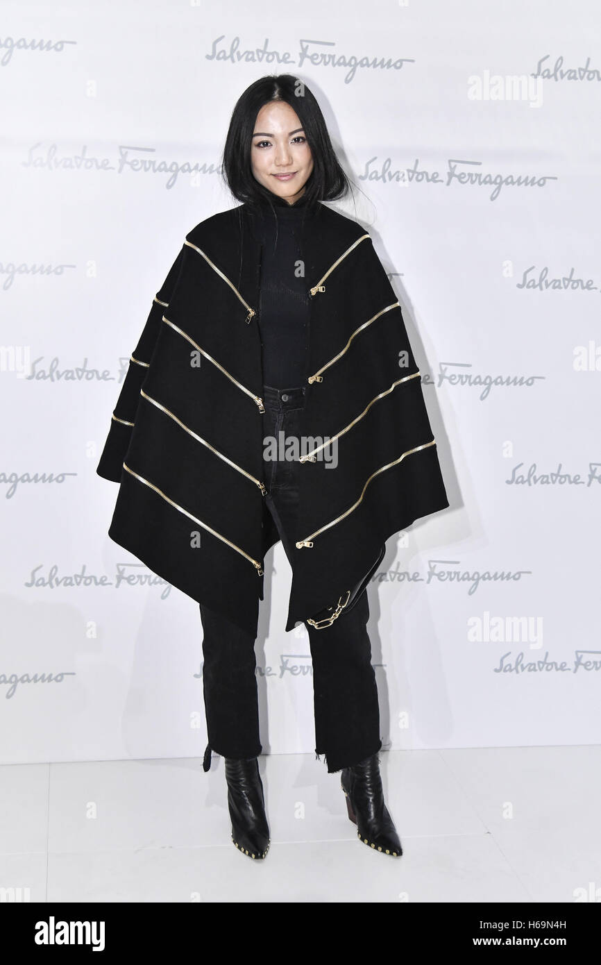 Ming Xi attending the Salvatore Ferragamo show during Milan Fashion ...
