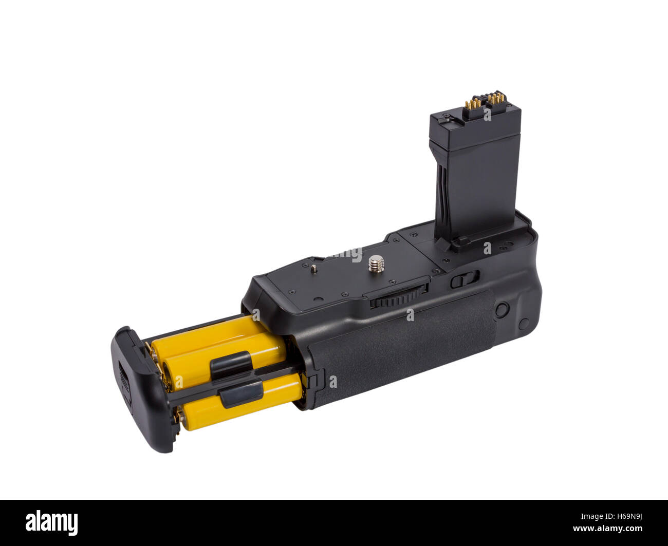 Battery grip for modern DSLR camera isolated on white background Stock ...