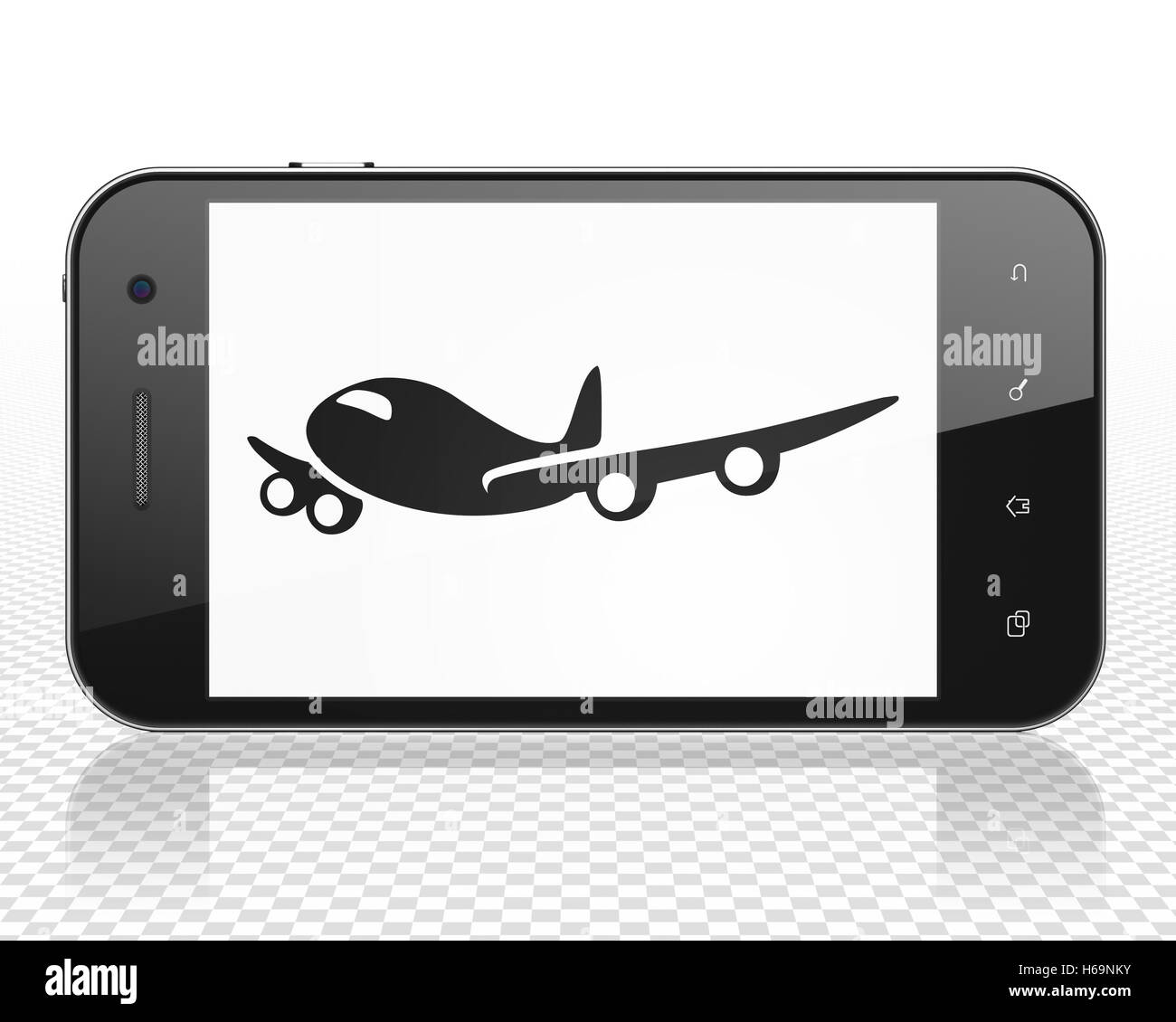 Tourism concept: Smartphone with Airplane on display Stock Photo - Alamy