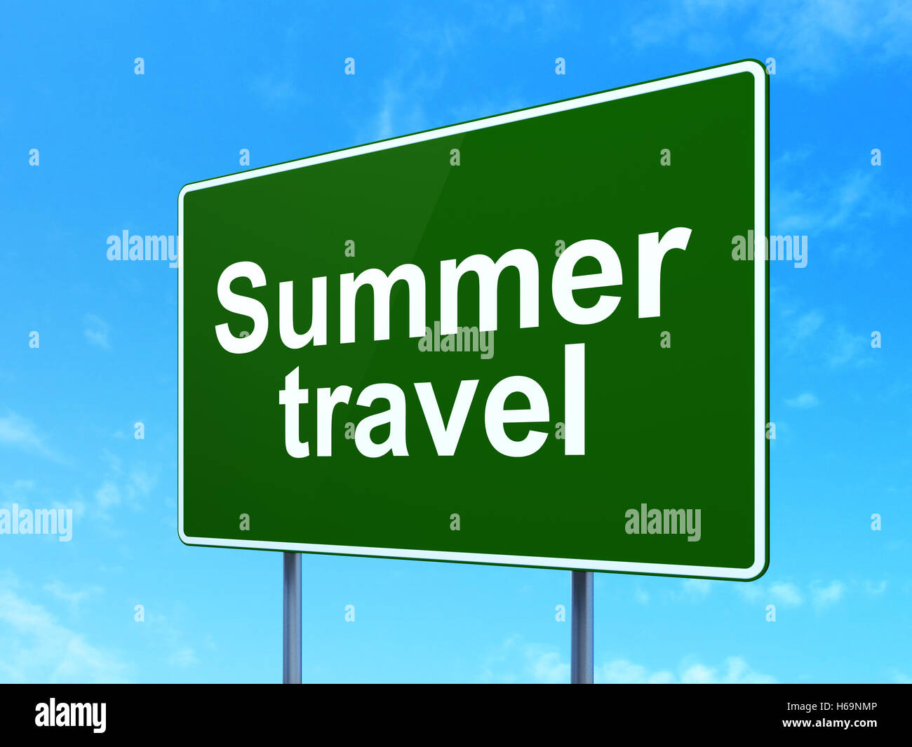Tourism concept: Summer Travel on road sign background Stock Photo - Alamy