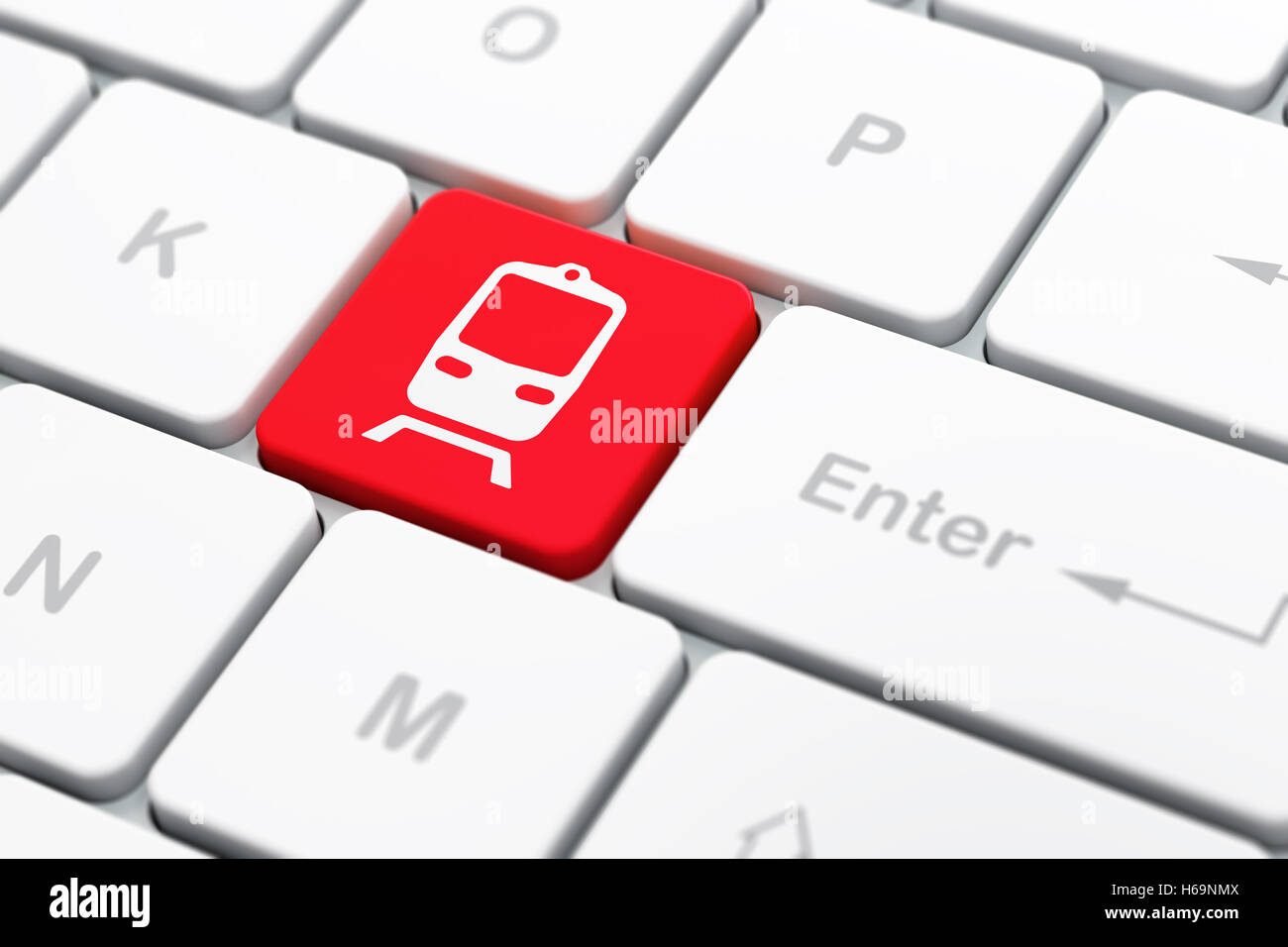 Travel concept: Train on computer keyboard background Stock Photo - Alamy
