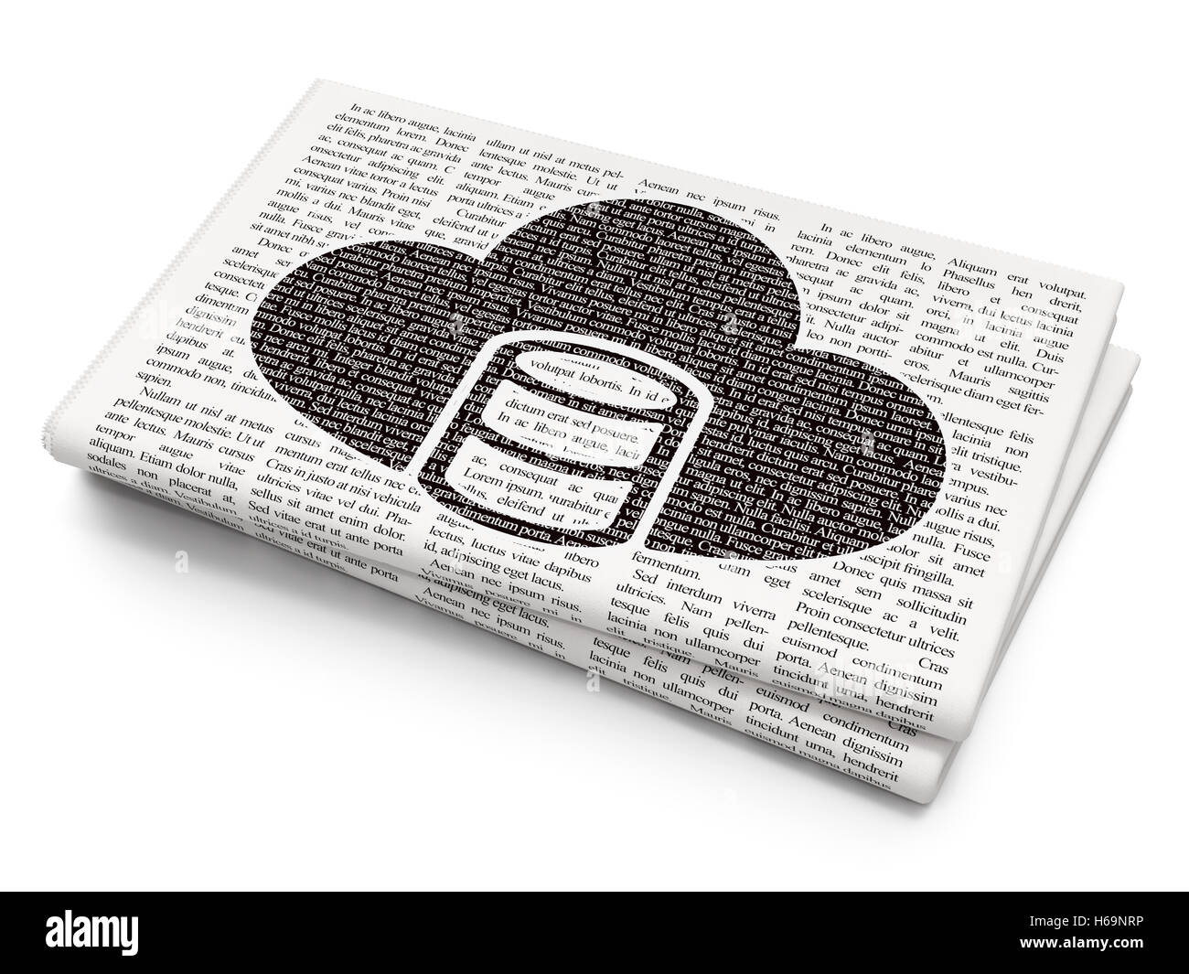 Software concept: Database With Cloud on Newspaper background Stock ...