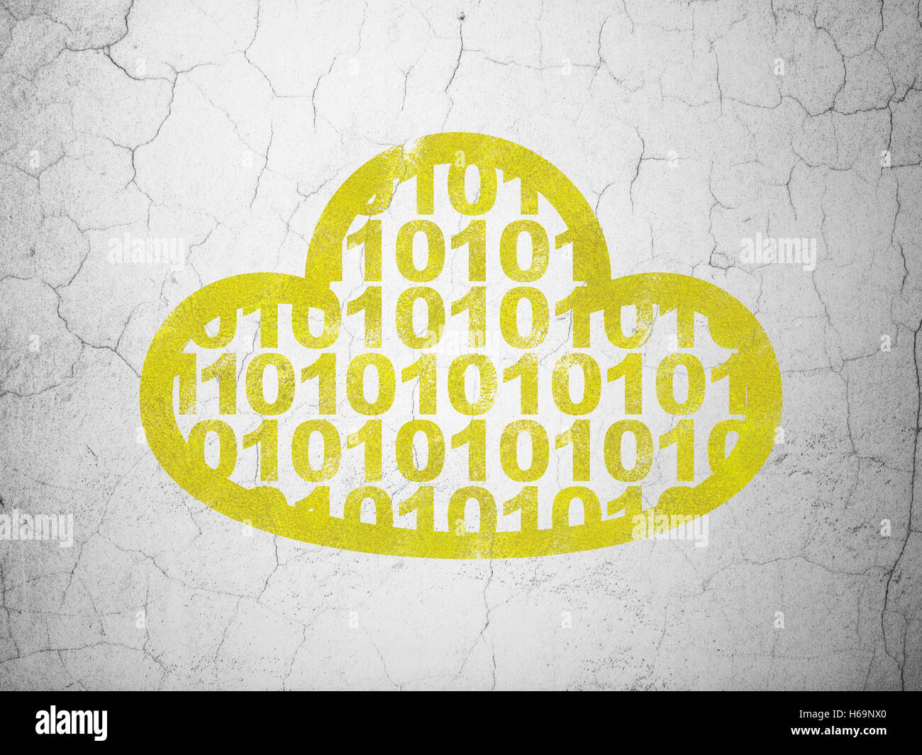 Cloud technology concept: Cloud With Code on wall background Stock ...
