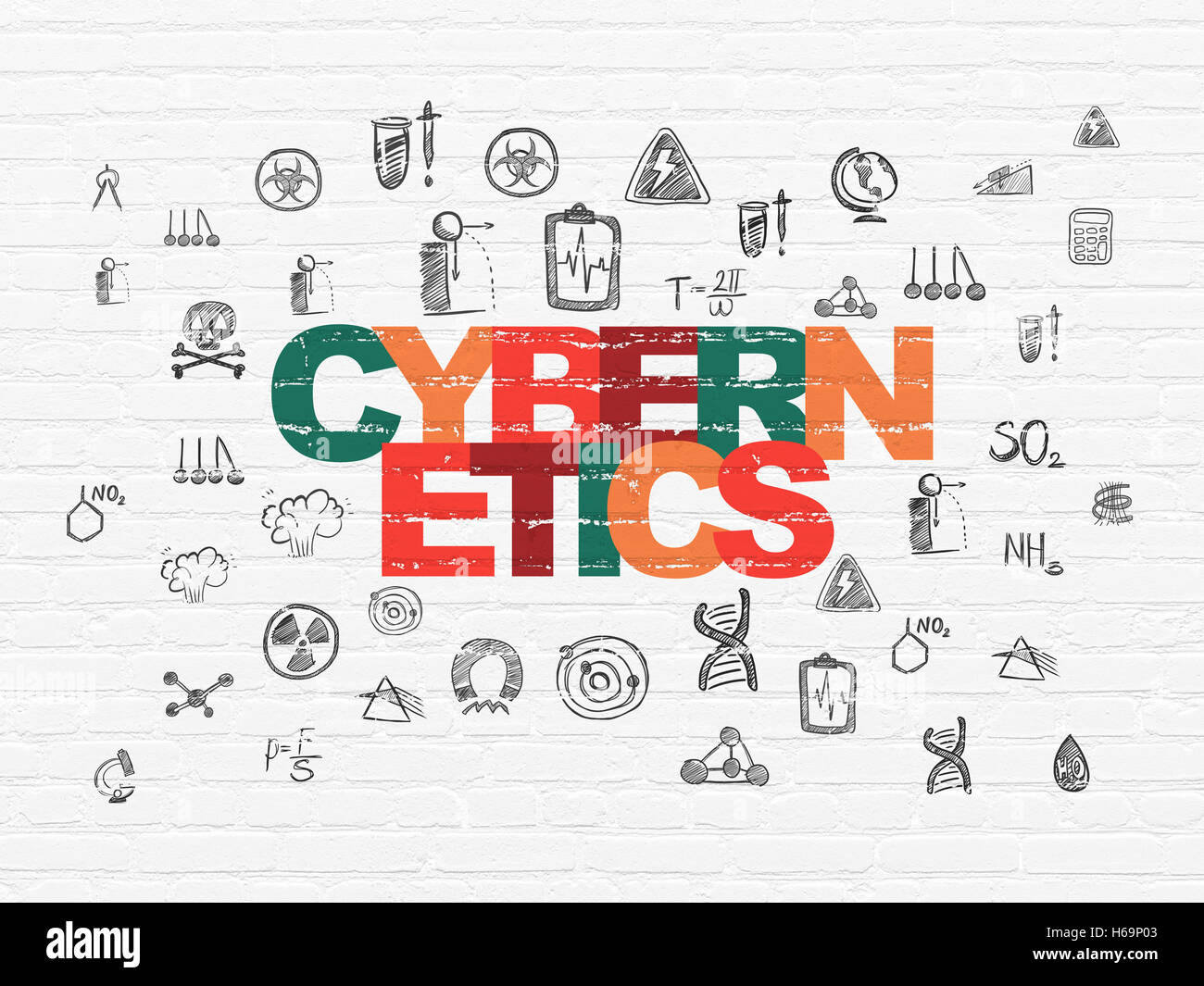 Science concept: Cybernetics on wall background Stock Photo - Alamy