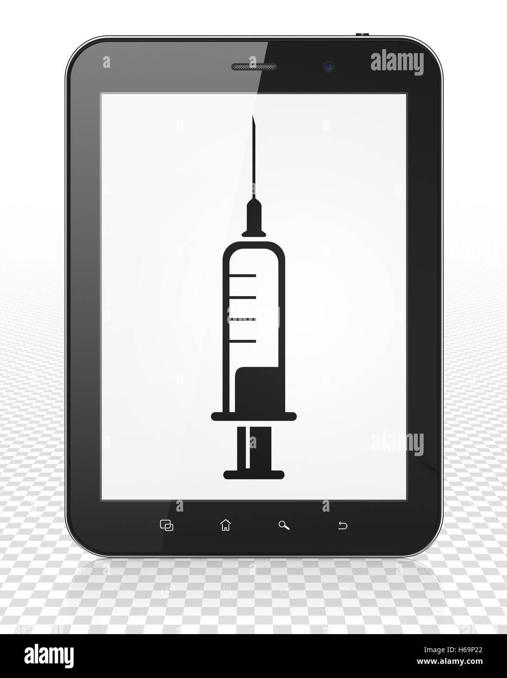Healthcare concept: Tablet Pc Computer with Syringe on display Stock ...