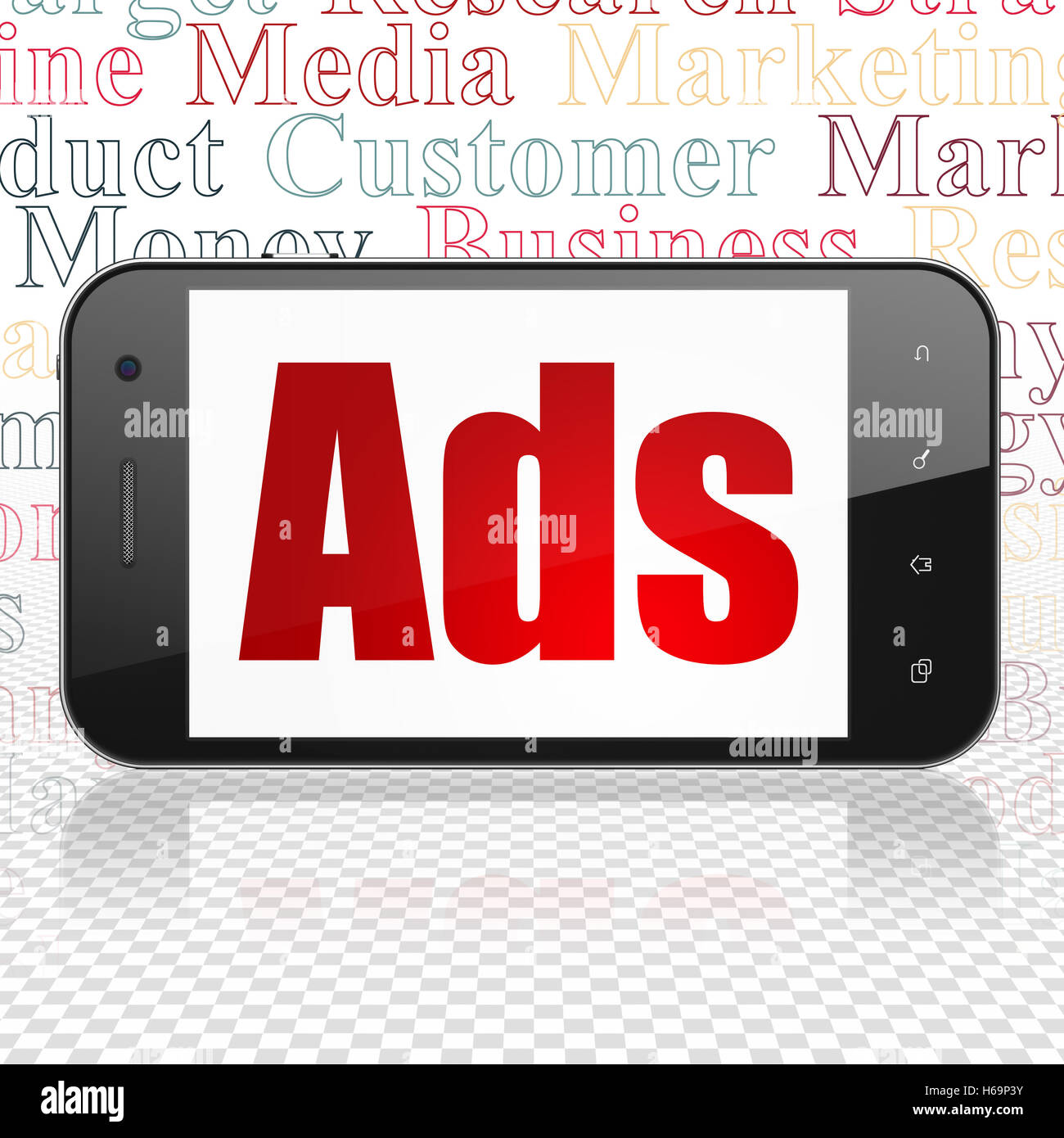 Advertising concept: Smartphone with Ads on display Stock Photo - Alamy