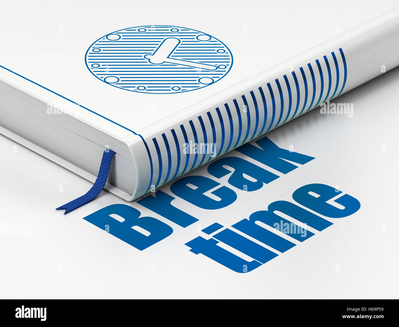Time concept: book Clock, Break Time on white background Stock Photo ...