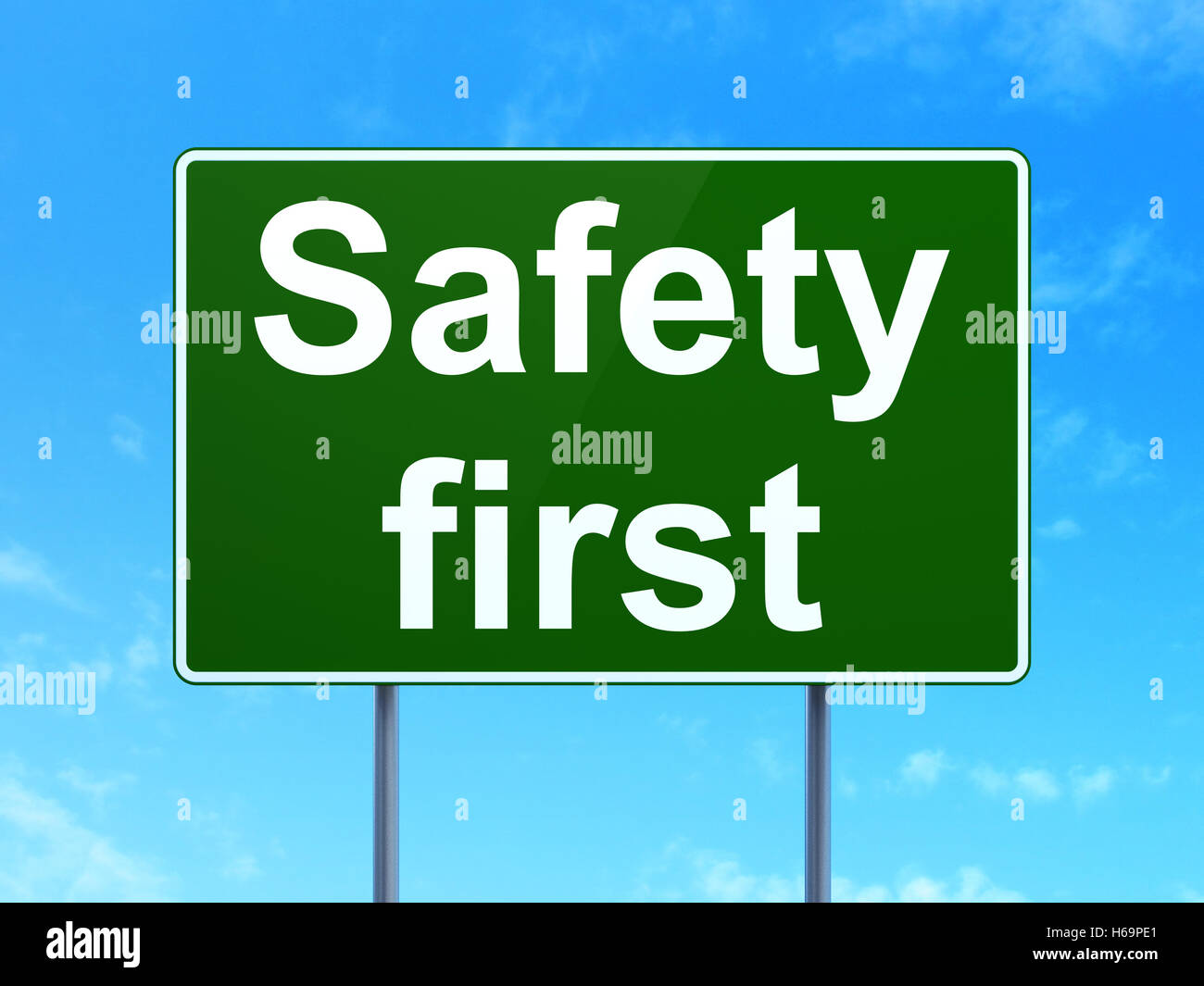 Security concept: Safety First on road sign background Stock Photo - Alamy