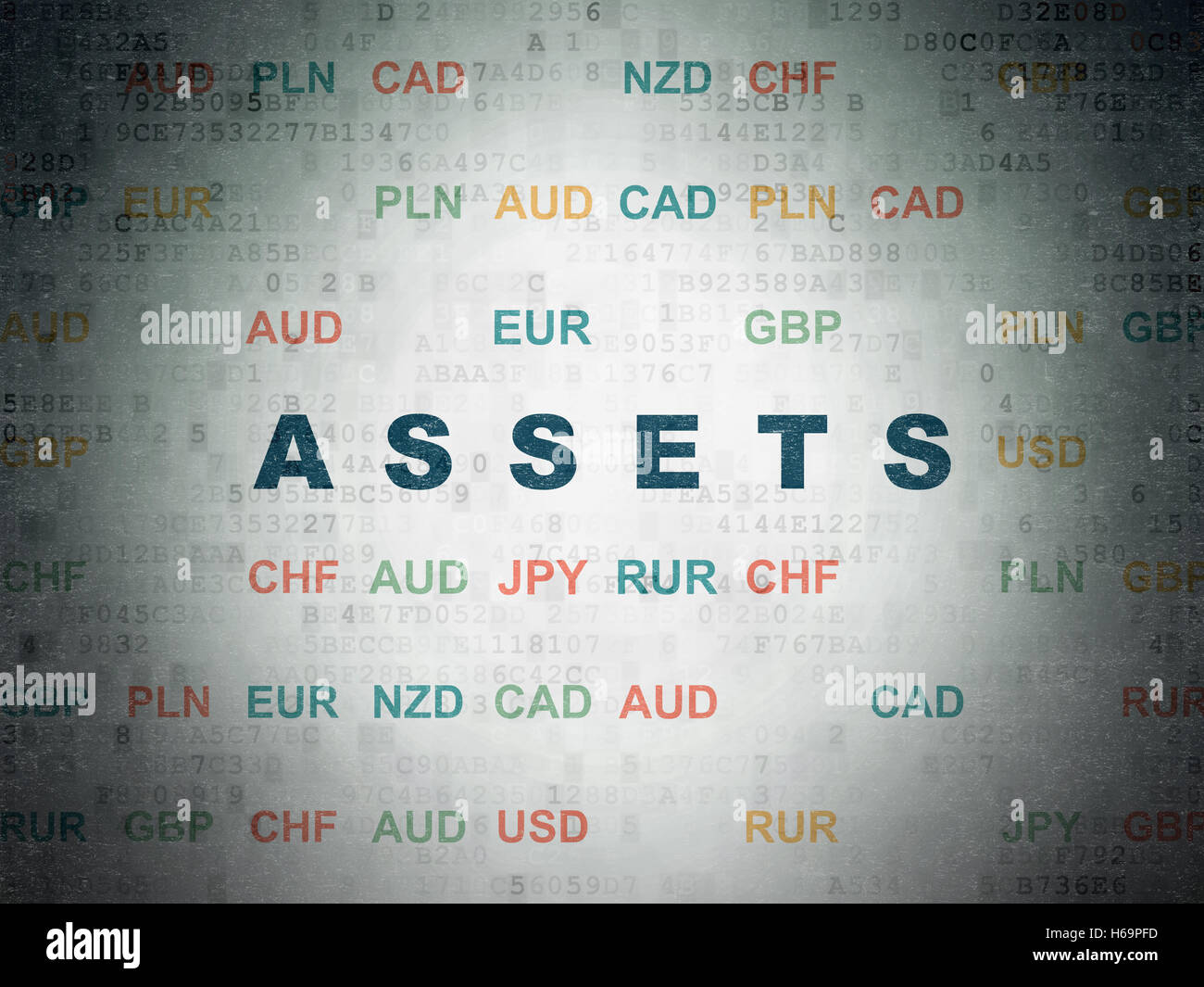 Banking concept: Assets on Digital Data Paper background Stock Photo ...