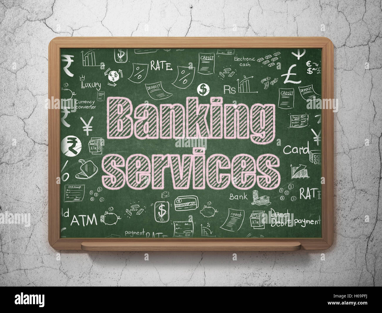 Money concept: Banking Services on School board background Stock Photo ...