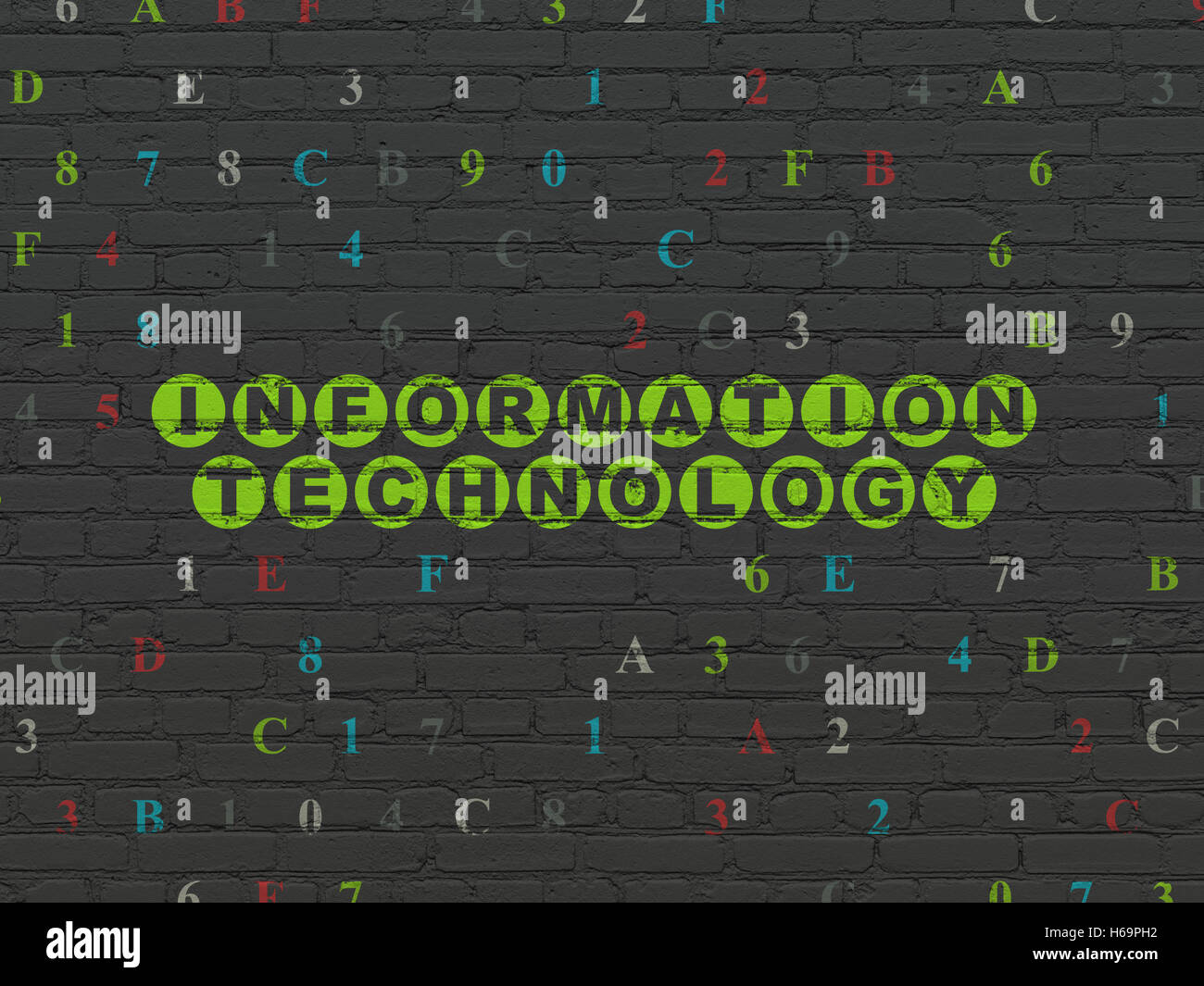 Data concept: Information Technology on wall background Stock Photo - Alamy