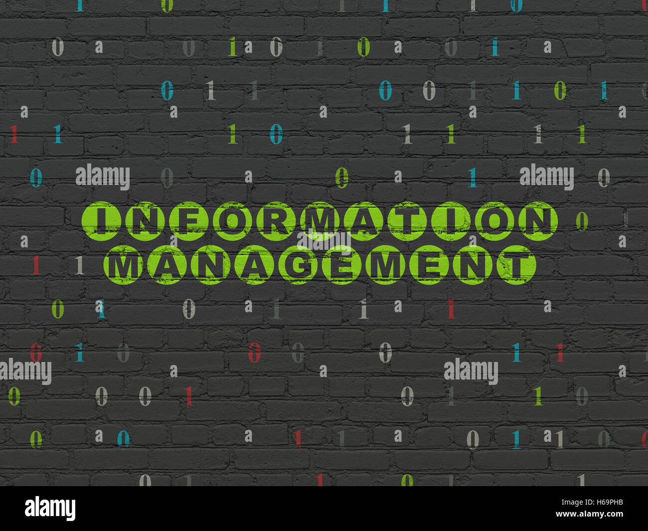 Data concept: Information Management on wall background Stock Photo - Alamy