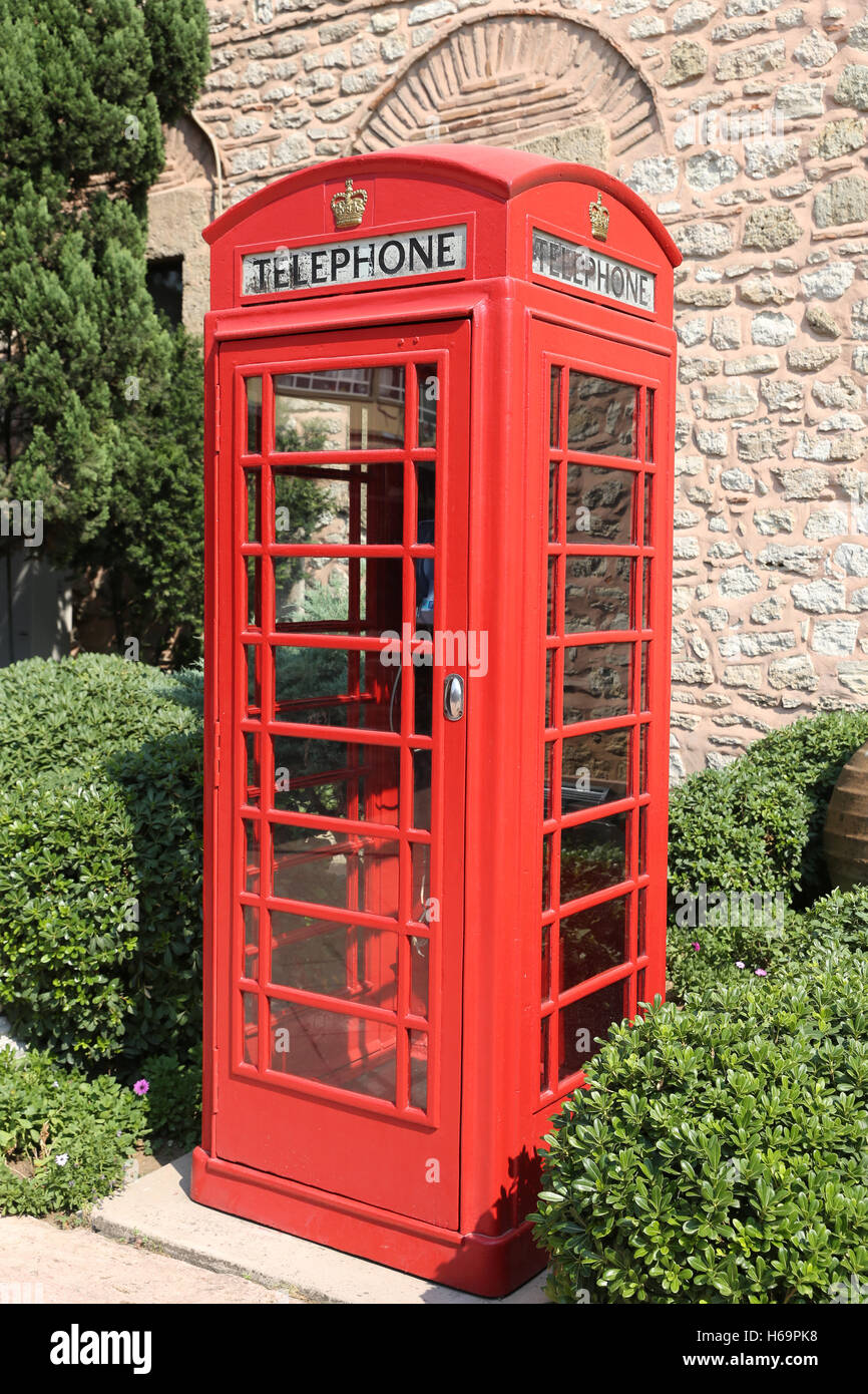 The red telephone box, a telephone kiosk for a public telephone Stock ...