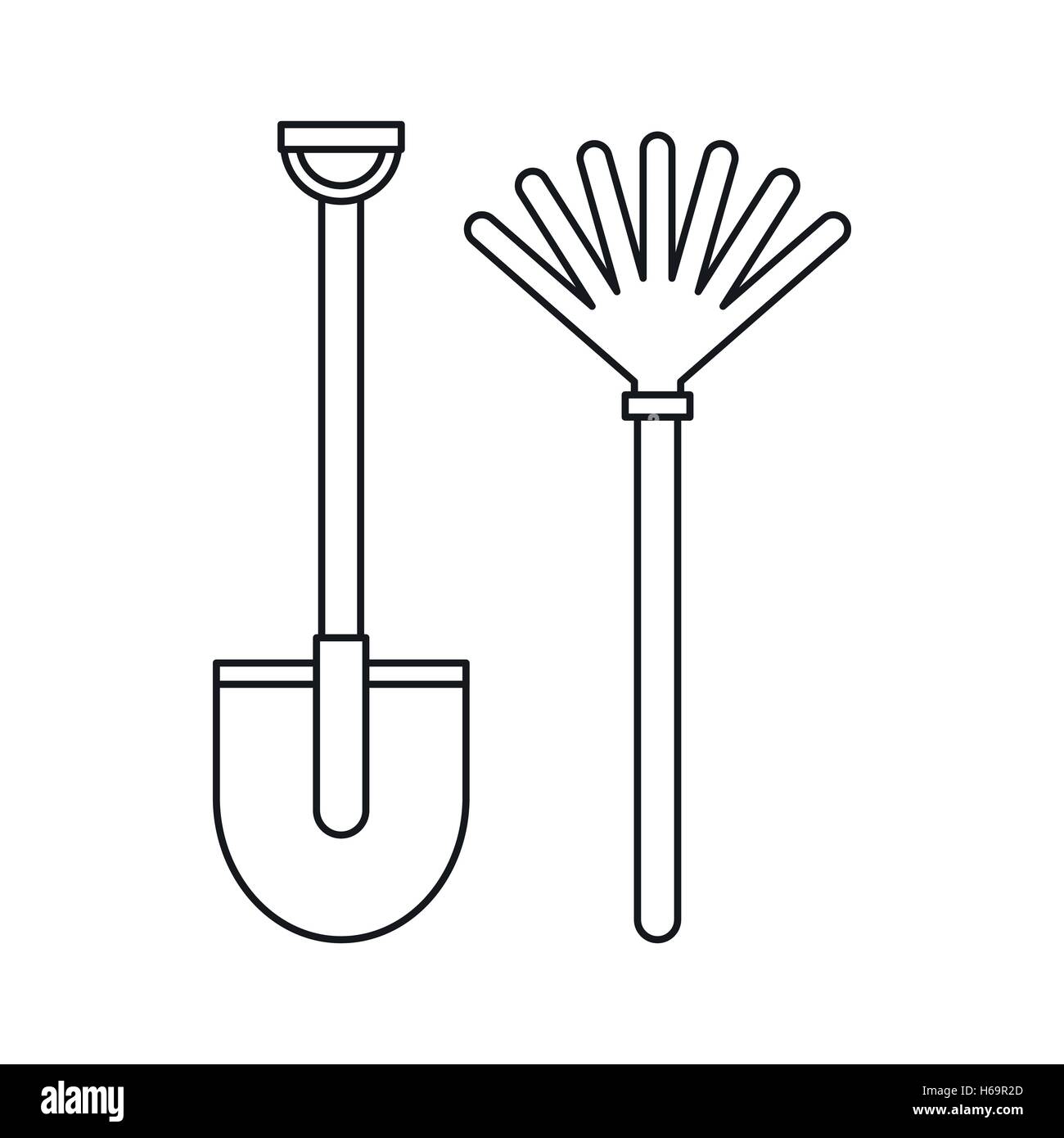 Hand rake icon outline hi-res stock photography and images - Alamy