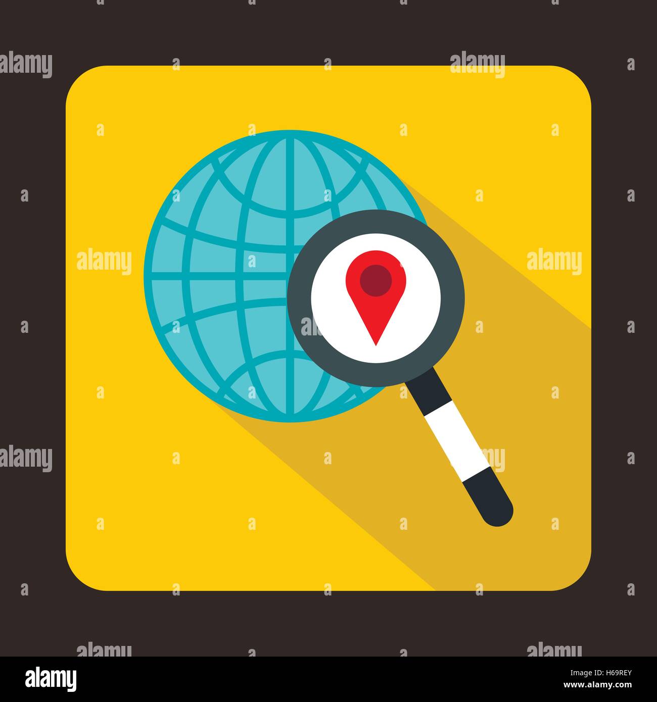 Globe, map pointer and magnifying glass Stock Vector Image & Art - Alamy