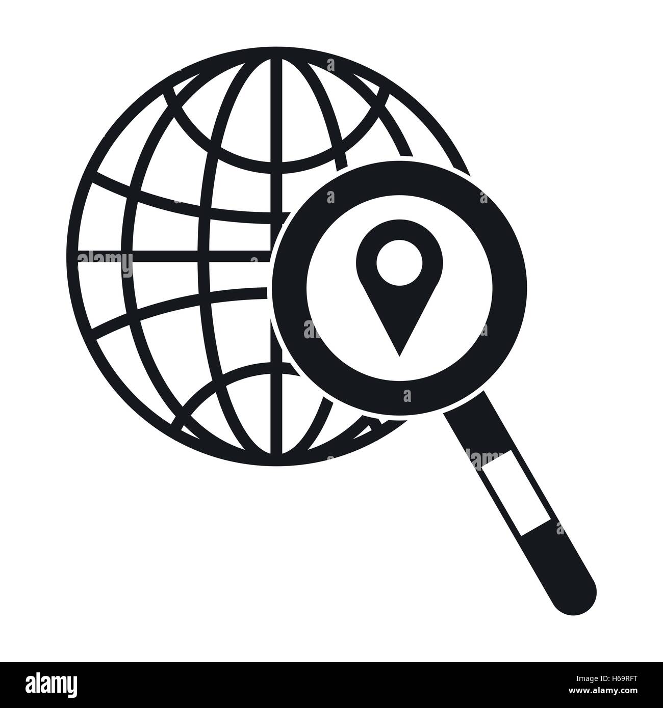 Globe, map pointer and magnifying glass Stock Vector Image & Art - Alamy
