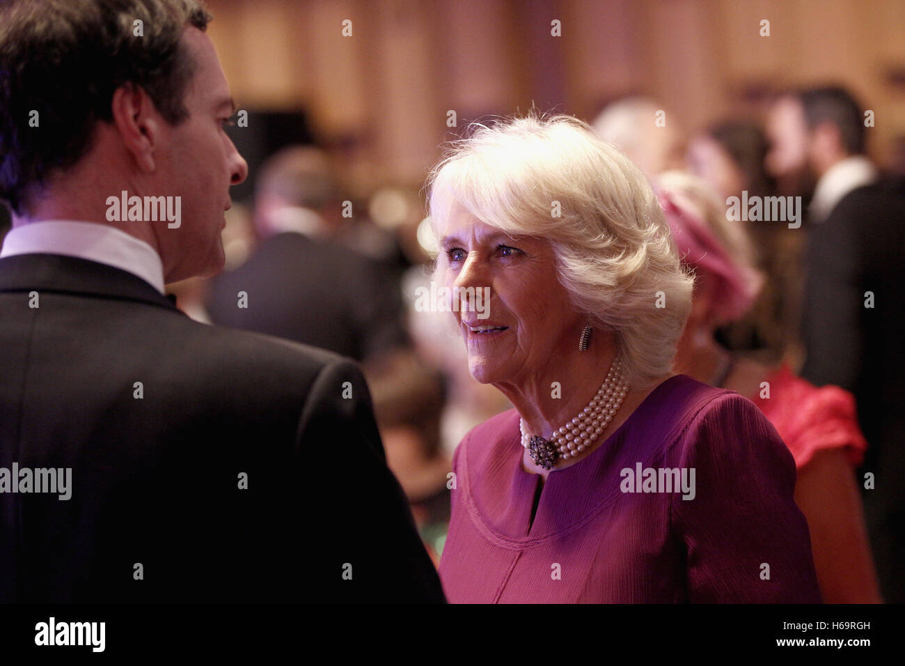 The Duchess of Cornwall talks to former Chancellor George Osborne as ...