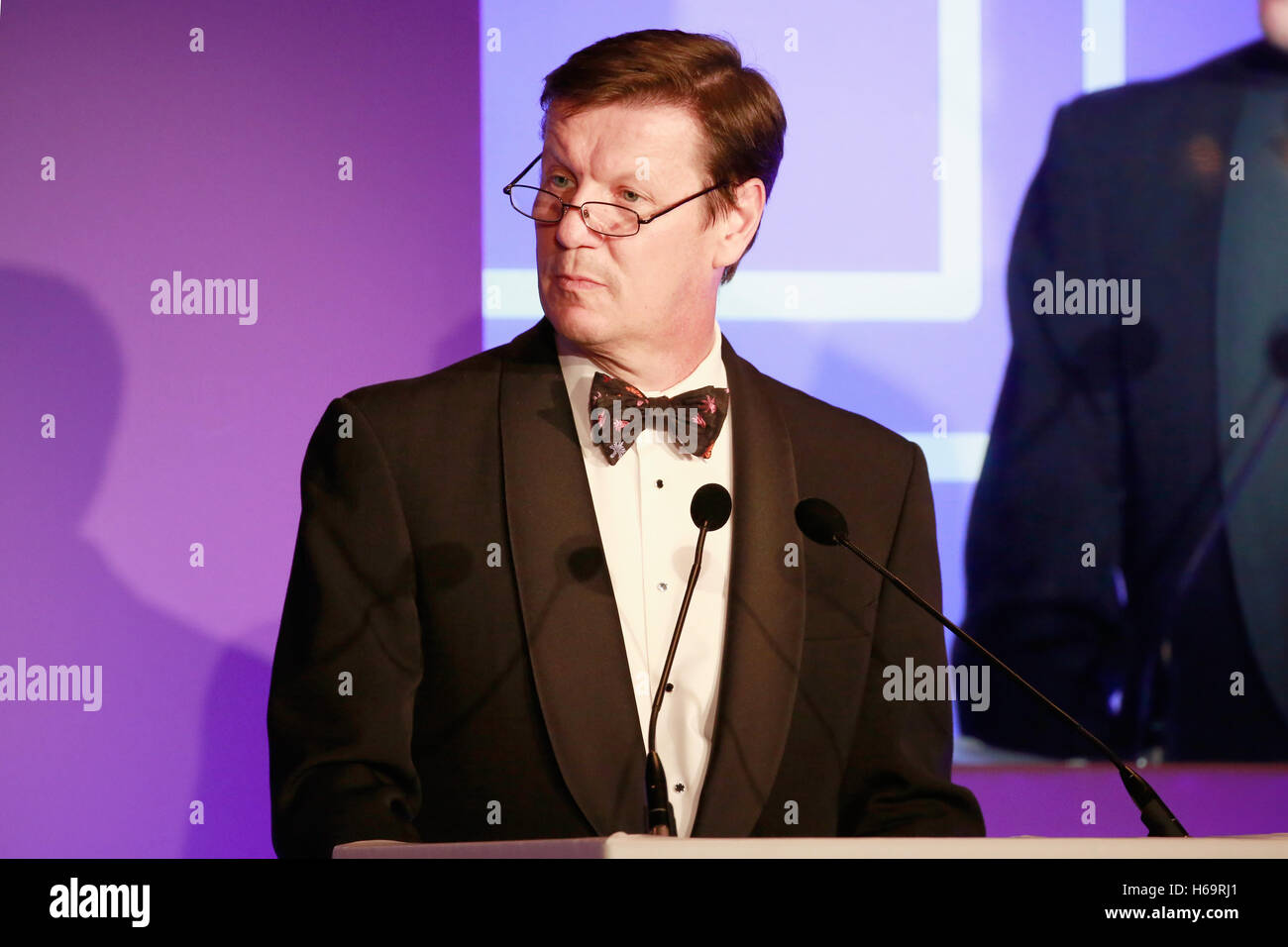 Luke Ellis makes a speech at the 2016 Man Booker Prize award ceremony ...