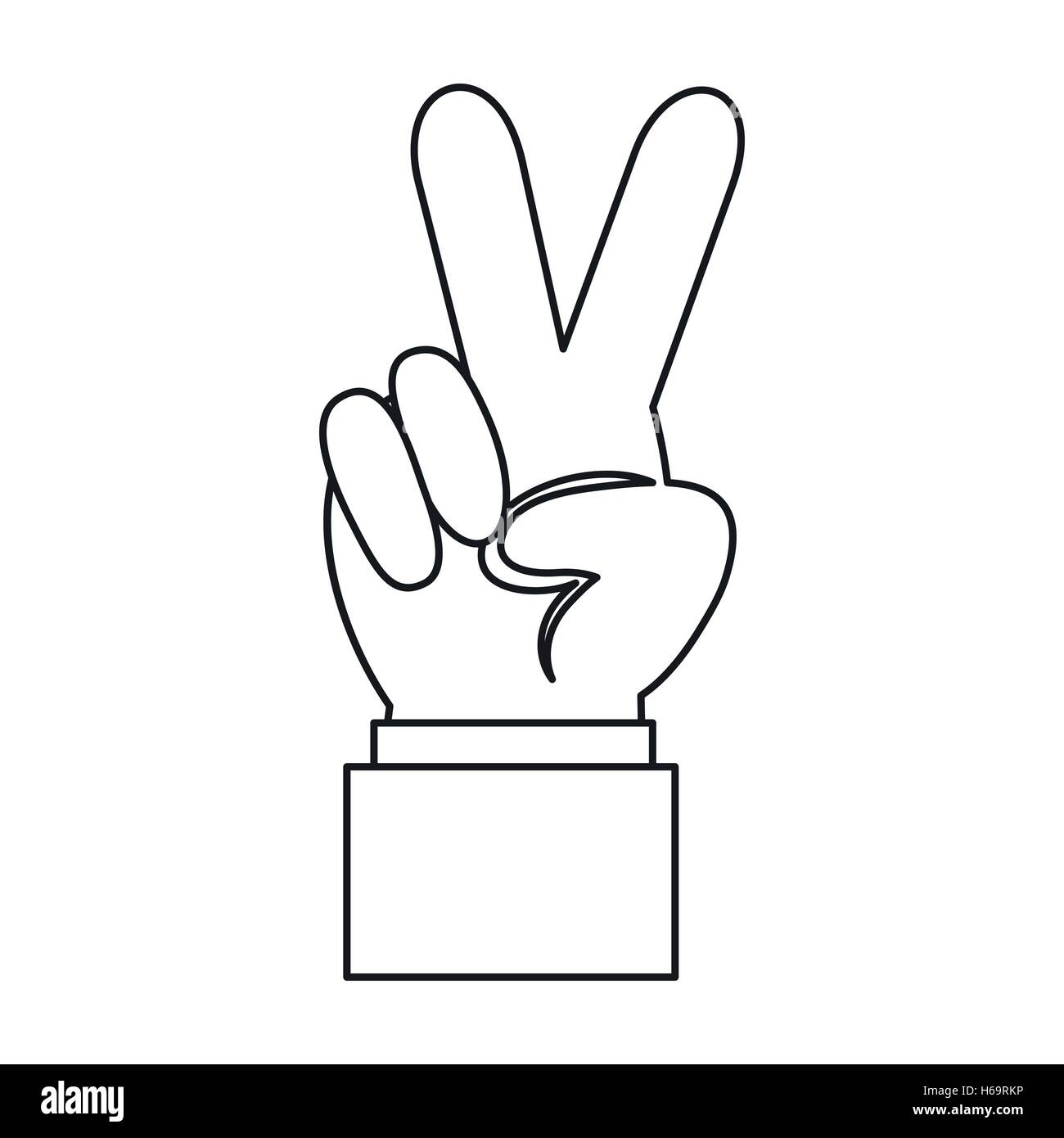 Hand with victory sign icon, outline style Stock Vector Image & Art - Alamy