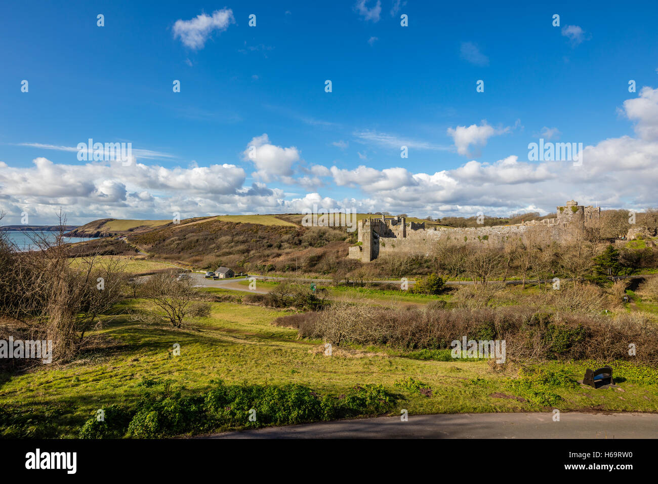Manorbier Castle in Pembrokeshire, Wales, UK Stock Photo - Alamy