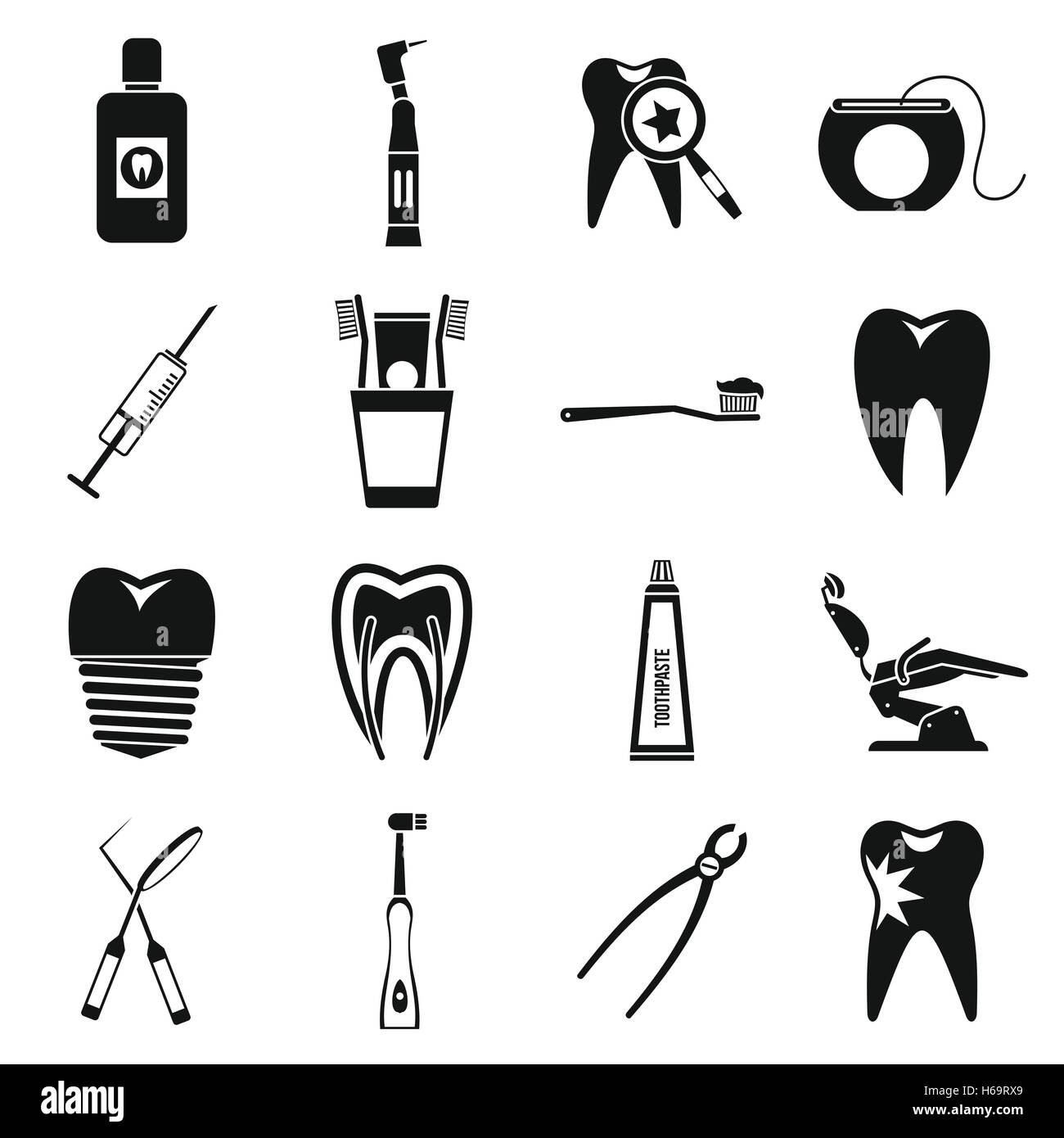 Dental care icons set, simple style Stock Vector Image & Art - Alamy