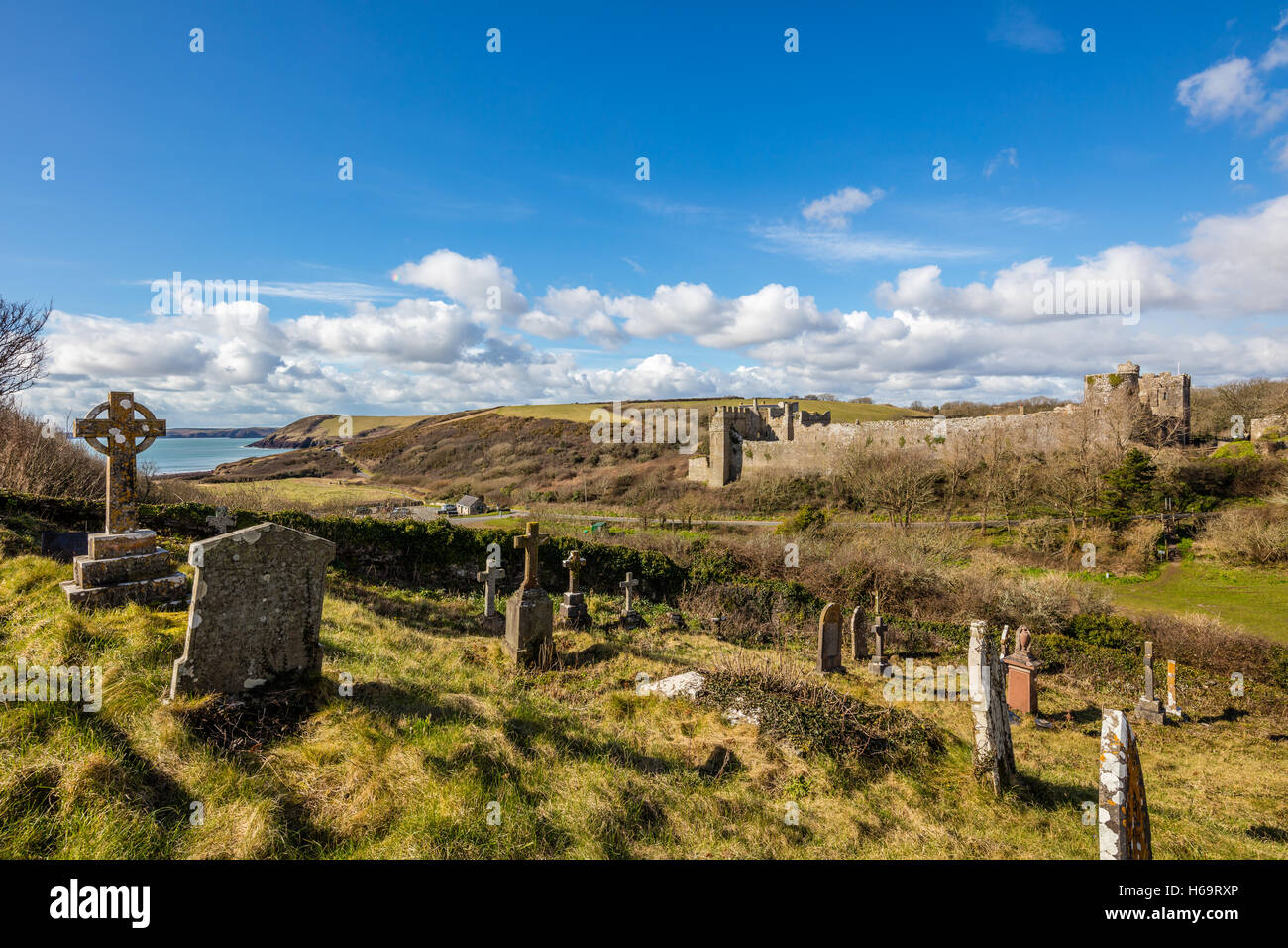 Manorbier Castle in Pembrokeshire, Wales, UK Stock Photo - Alamy