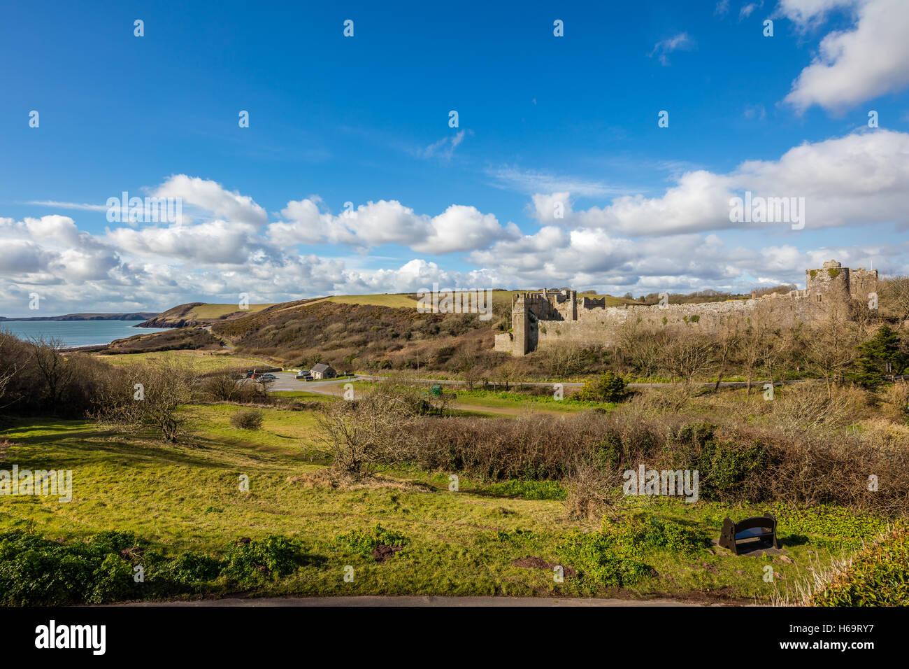 Manorbier Castle in Pembrokeshire, Wales, UK Stock Photo - Alamy