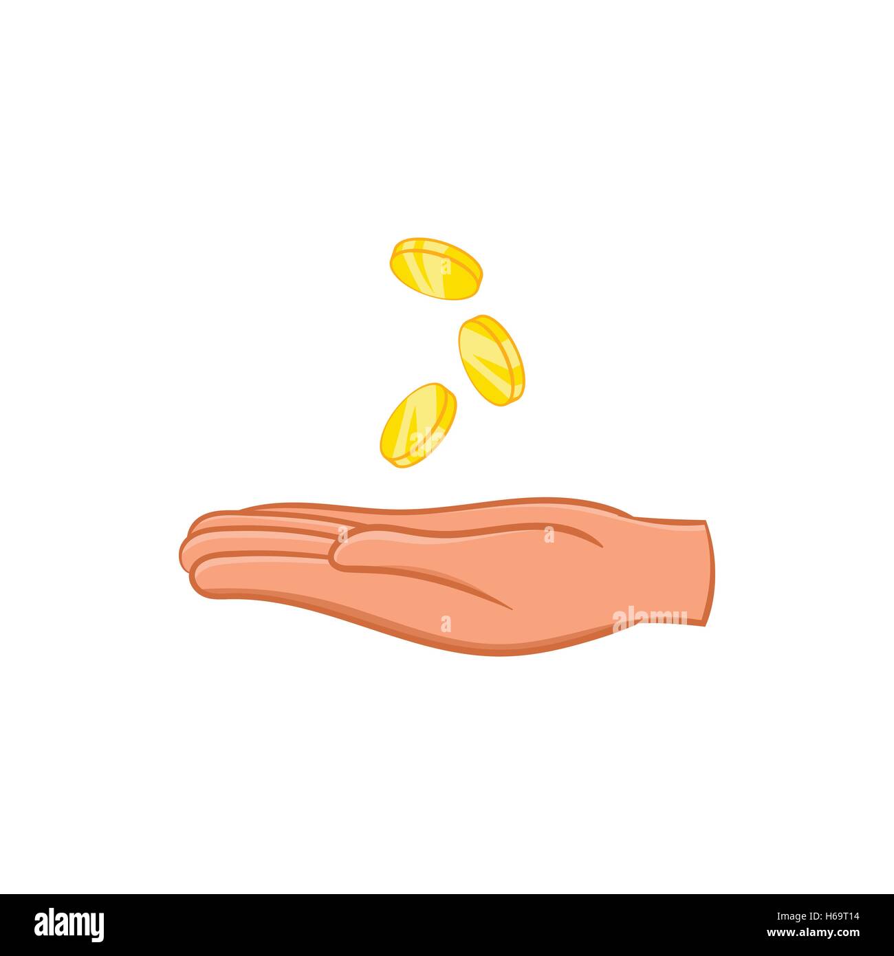 Hand holding coins icon cartoon Cut Out Stock Images & Pictures - Alamy