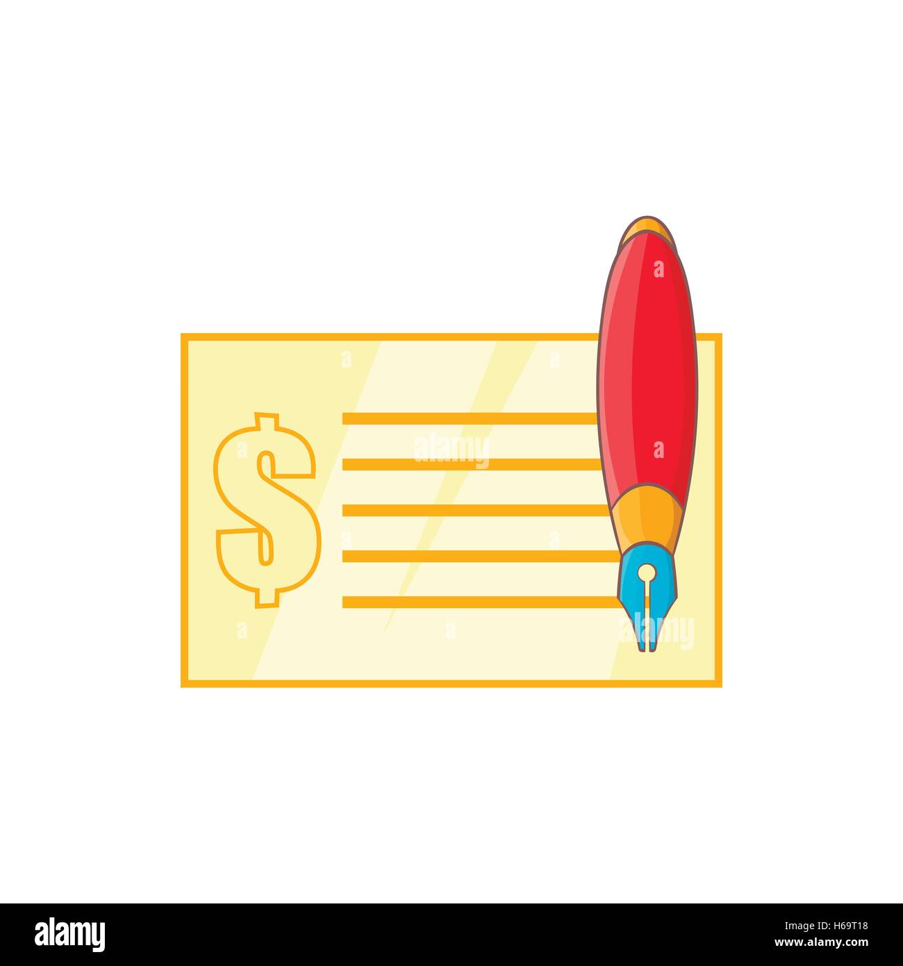 Check and pen icon in cartoon style Stock Vector Image & Art - Alamy