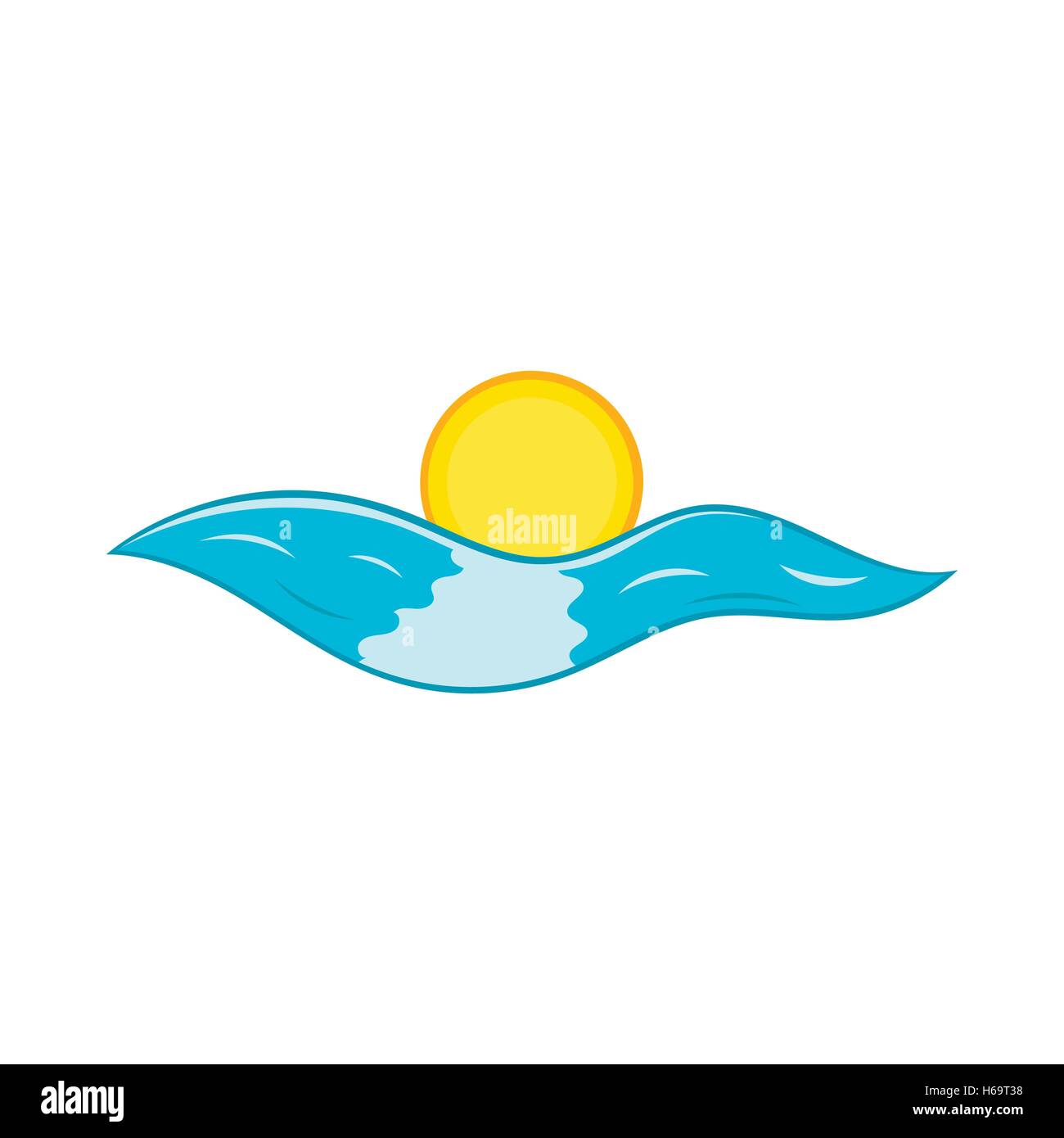 Sun and sea waves icon, cartoon style Stock Vector Image & Art - Alamy