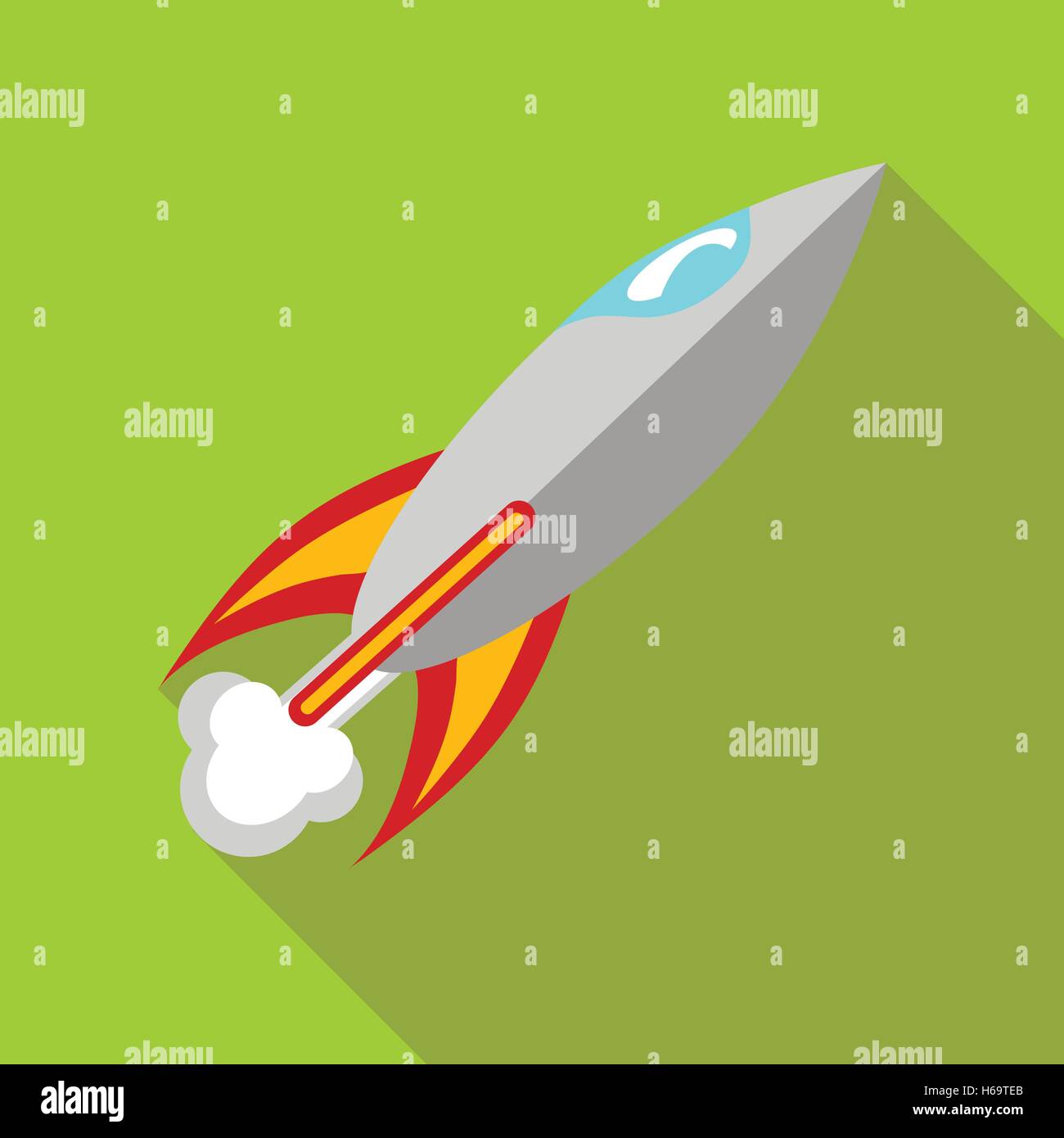 Rocket with flame icon in flat style Stock Vector Image & Art - Alamy