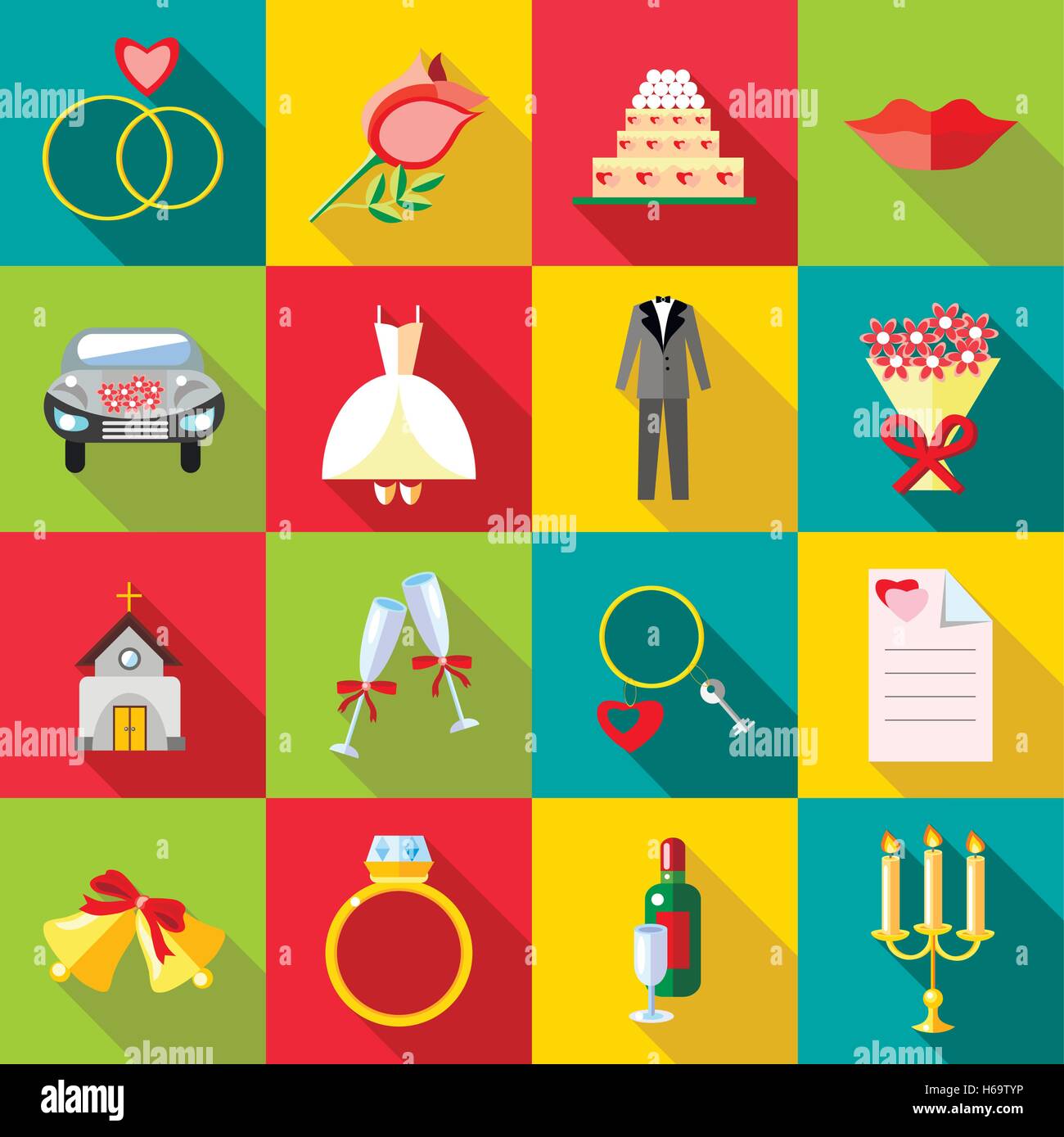 Wedding icons set, flat style Stock Vector Image & Art - Alamy