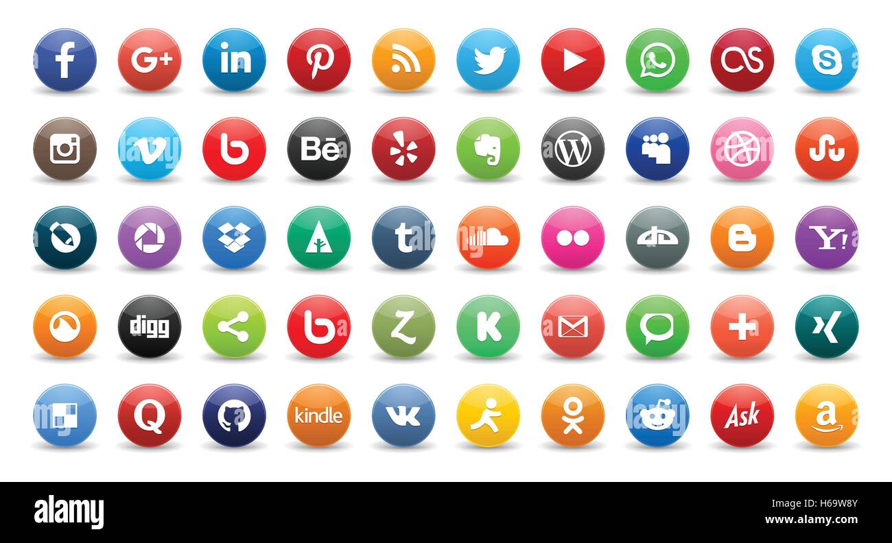 50 social icons Stock Vector Image & Art - Alamy