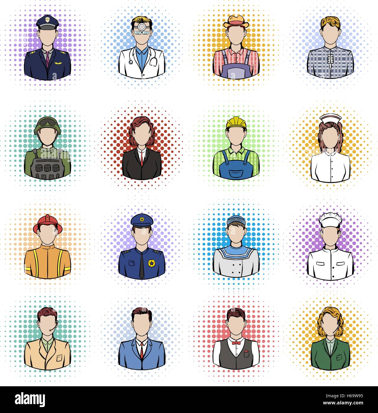 Profession comics icons set Stock Vector Image & Art - Alamy