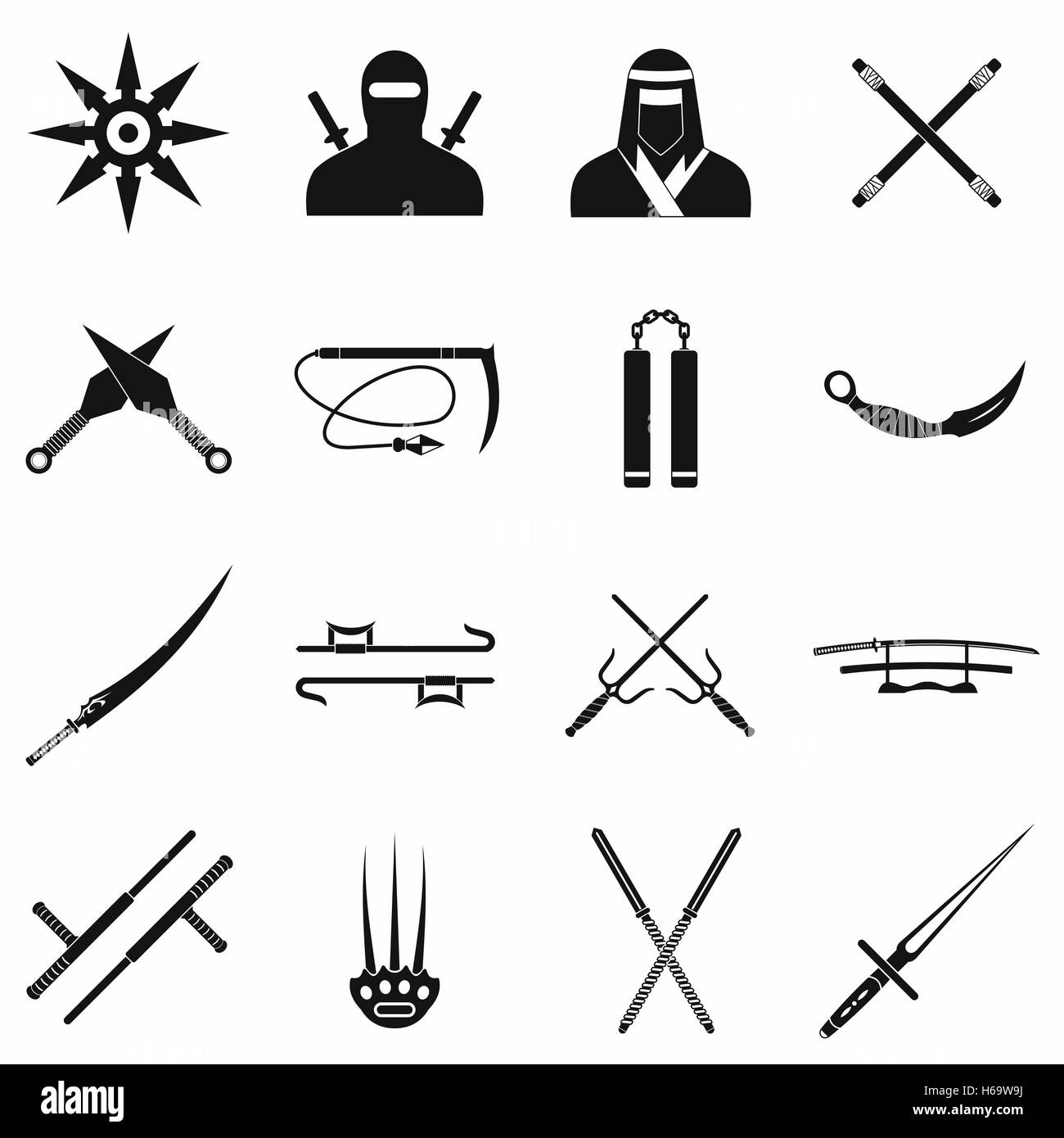 Ninja black simple icons set Stock Vector Image & Art - Alamy