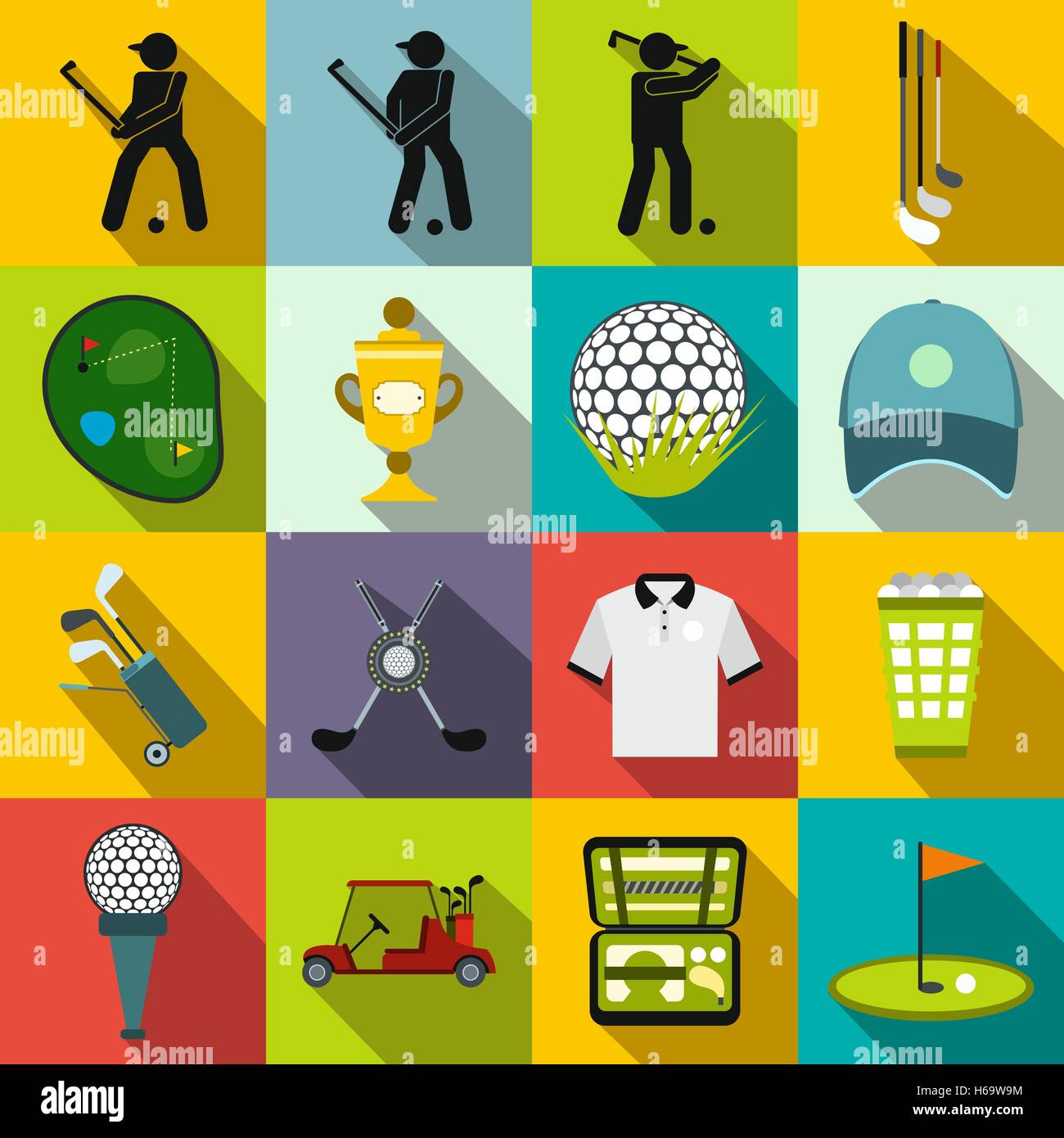 Golf flat icons set Stock Vector Image & Art - Alamy