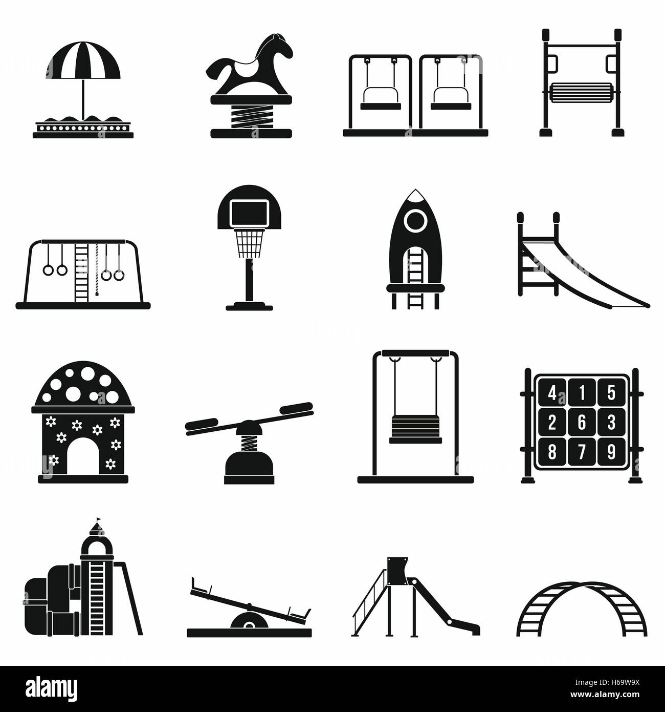 Playground black simple icons set Stock Vector Image & Art - Alamy