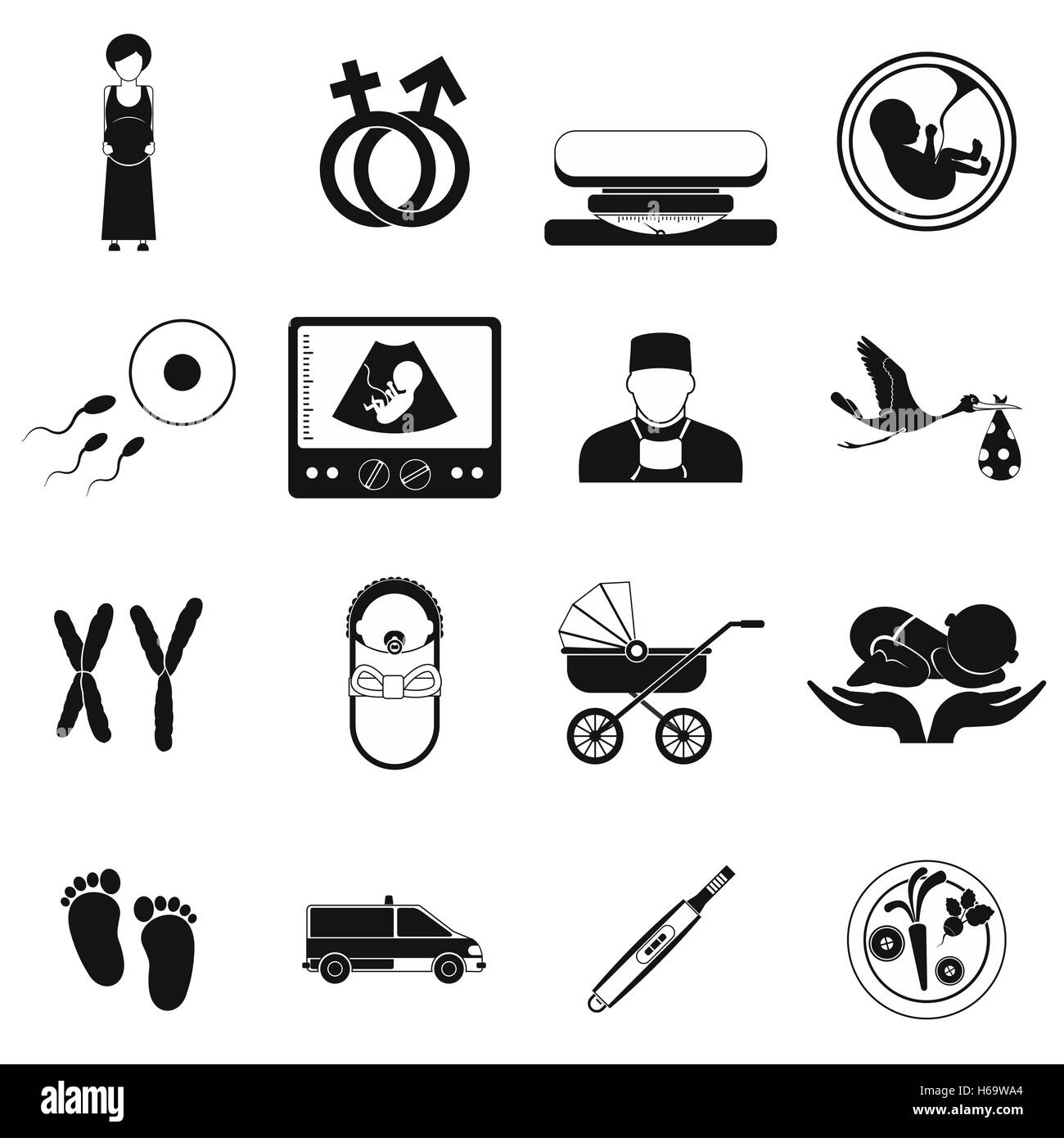 Pregnancy black simple icons set Stock Vector Image & Art - Alamy