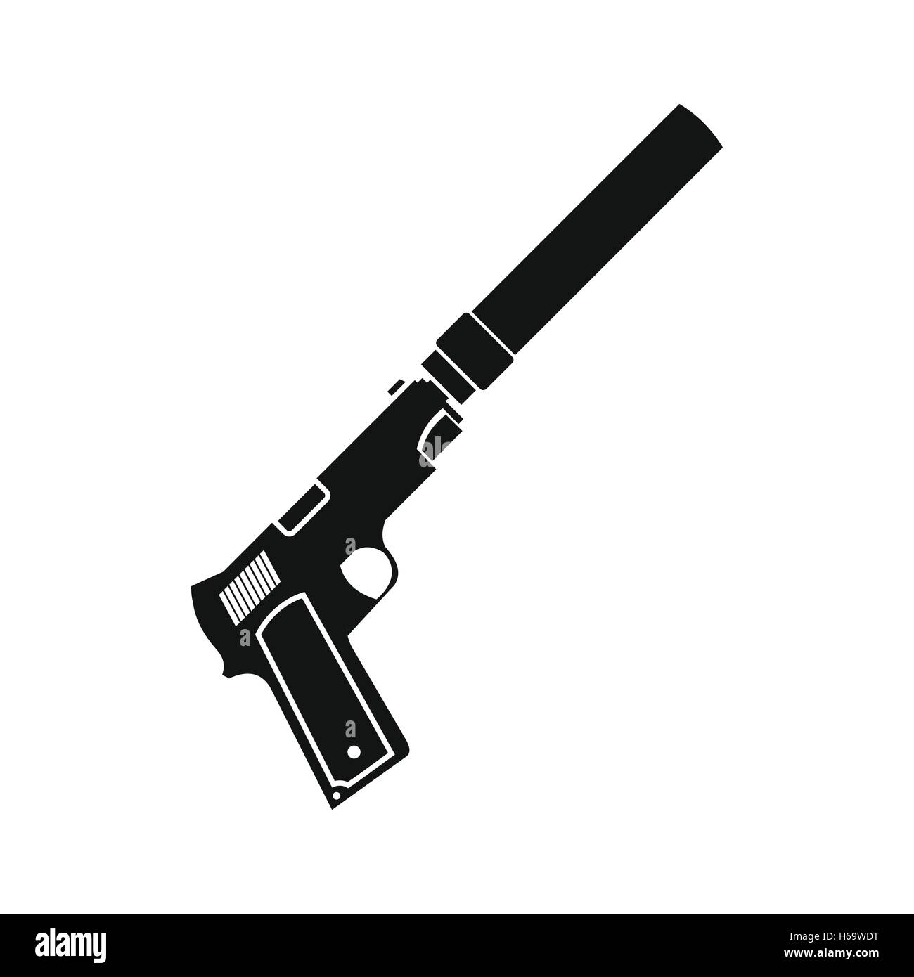Pistol with silencer black simple icon Stock Vector Image & Art - Alamy