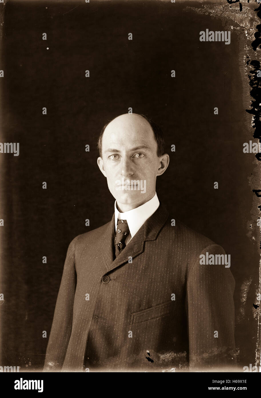 Wilbur Wright, age 38, head and shoulders, about 1905; one of the ...