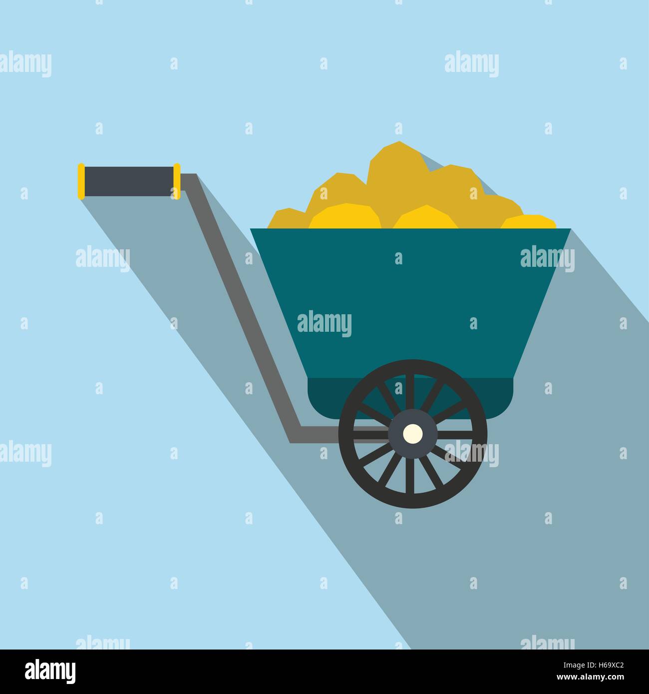 Trolley with gold ore flat icon Stock Vector Image & Art - Alamy