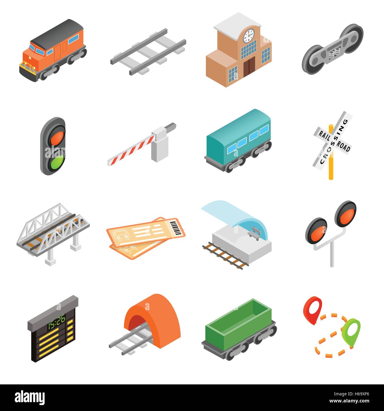 Railroad isometric 3d icons Stock Vector Image & Art - Alamy