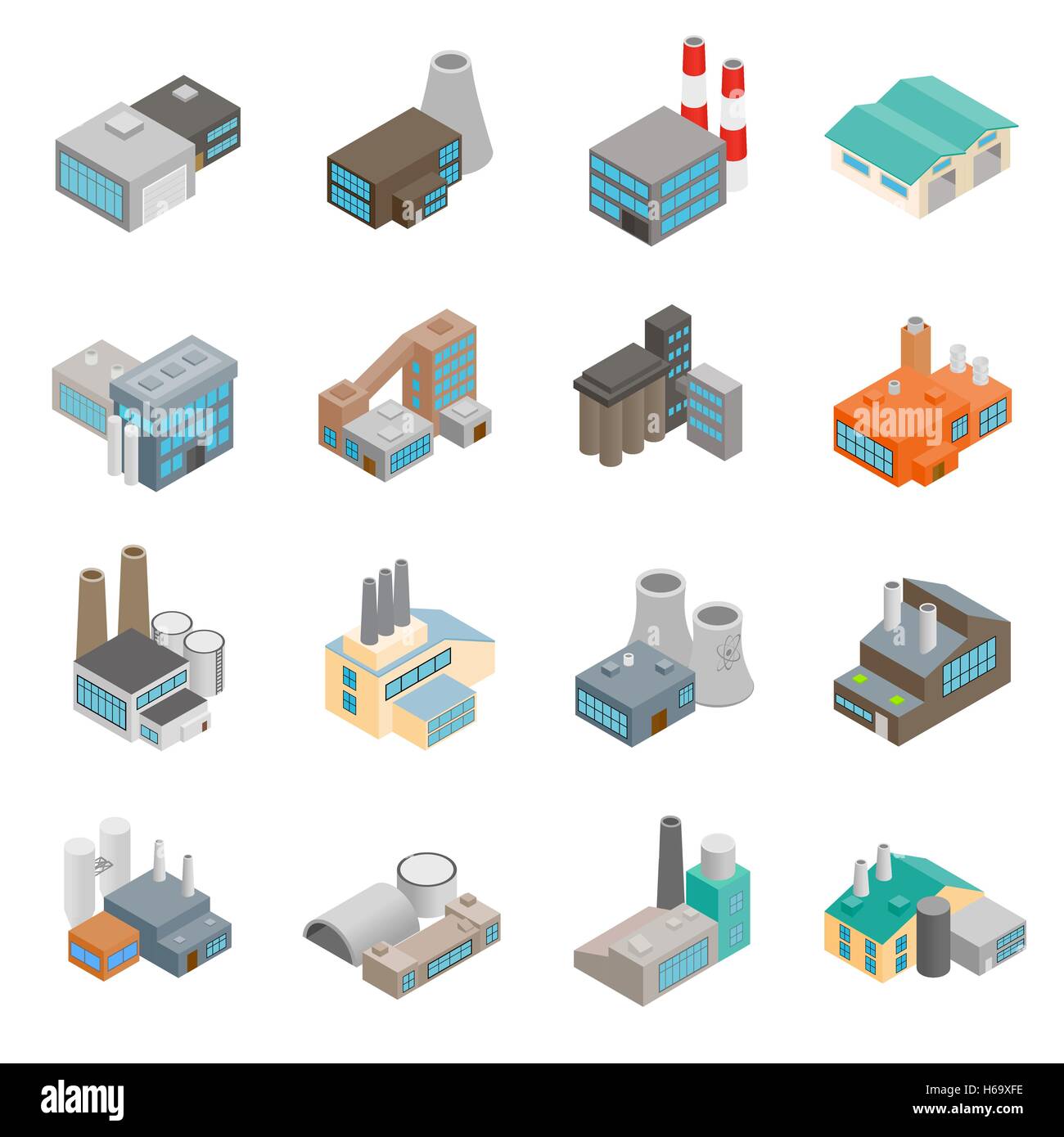 Industrial building factory icons Stock Vector Image & Art - Alamy